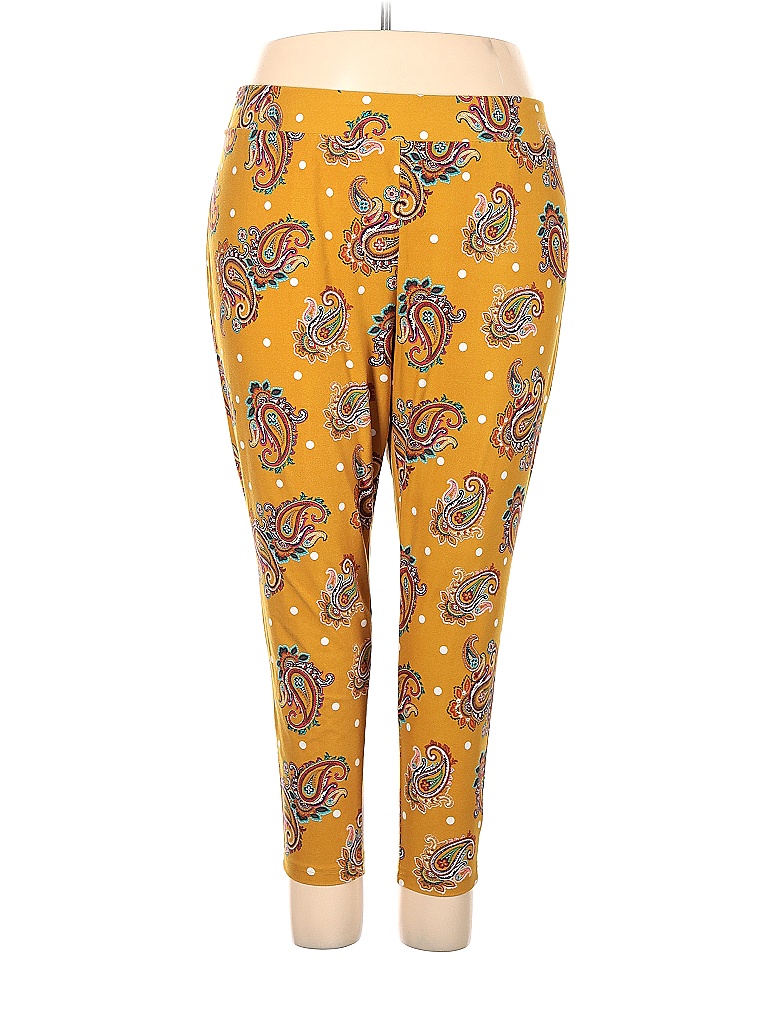Terra & Sky Floral Yellow Jeggings 30 Waist - 55% off | thredUP