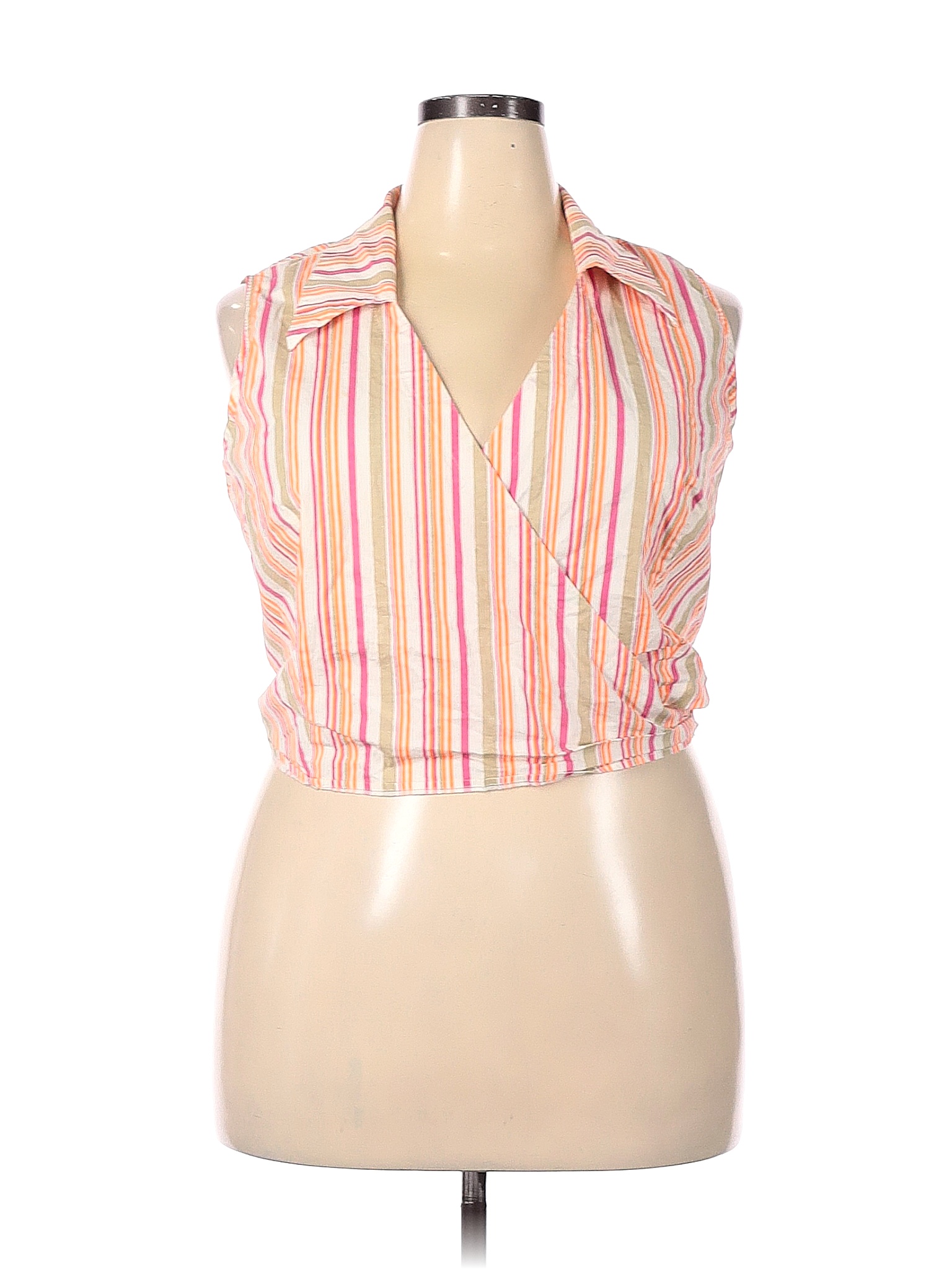 Ashley Stewart Stripes Orange Sleeveless Blouse Size 20 Plus 72