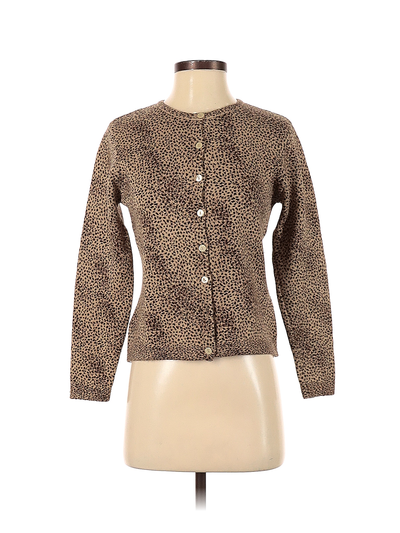 Talbots Animal Print Color Block Tan Wool Cardigan Size P - 89% off ...