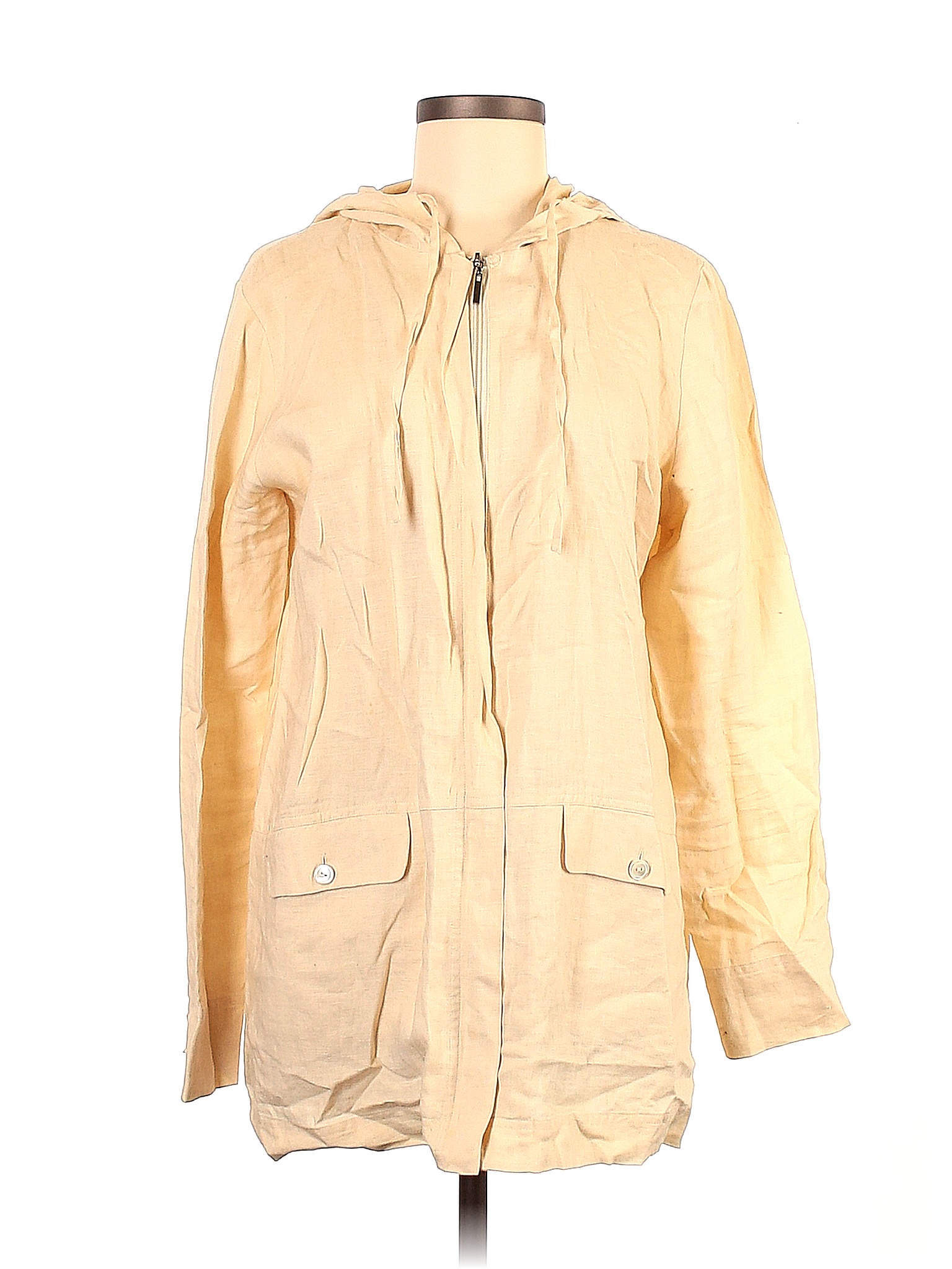 Magaschoni 100% Linen Solid Tan Yellow Jacket Size M - 81% off | thredUP