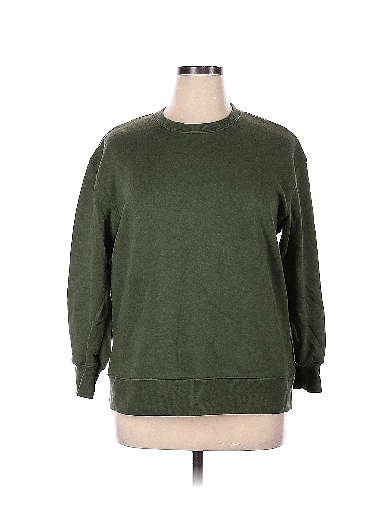 Terra & Sky Solid Green Sweatshirt Size 14 - 58% off | thredUP