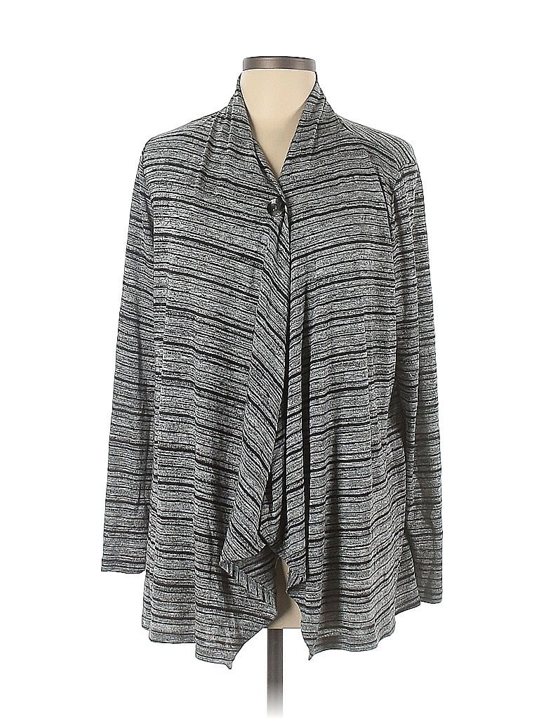 AB Studio Stripes Gray Cardigan Size L - 73% off | ThredUp