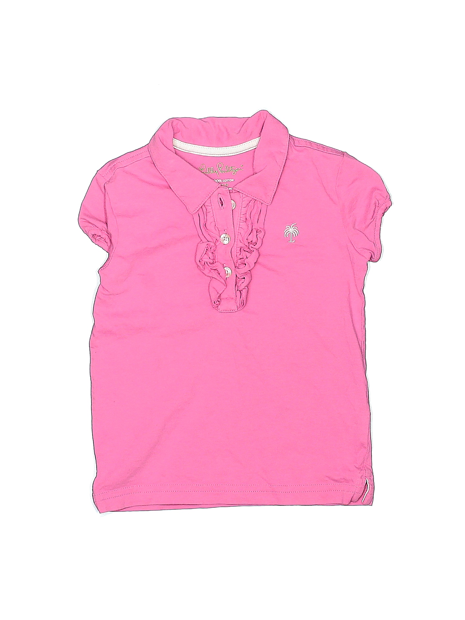 Lilly Pulitzer 100 Cotton Solid Pink Short Sleeve Polo Size 2 3 71