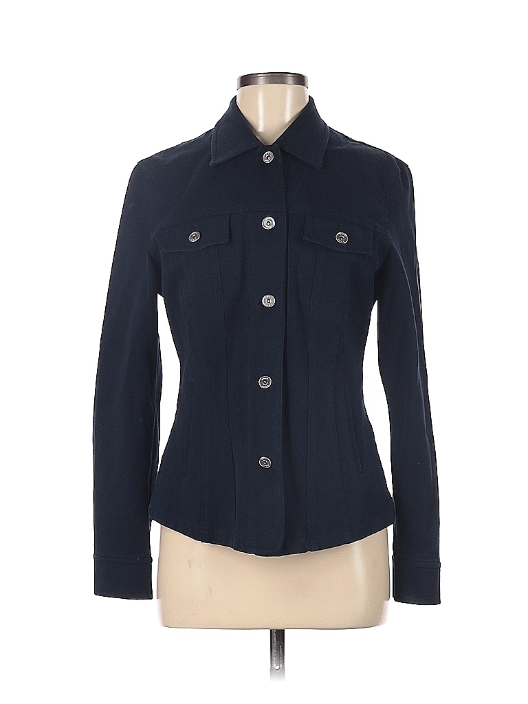 Olsen Solid Blue Jacket Size 8 - 80% off | thredUP