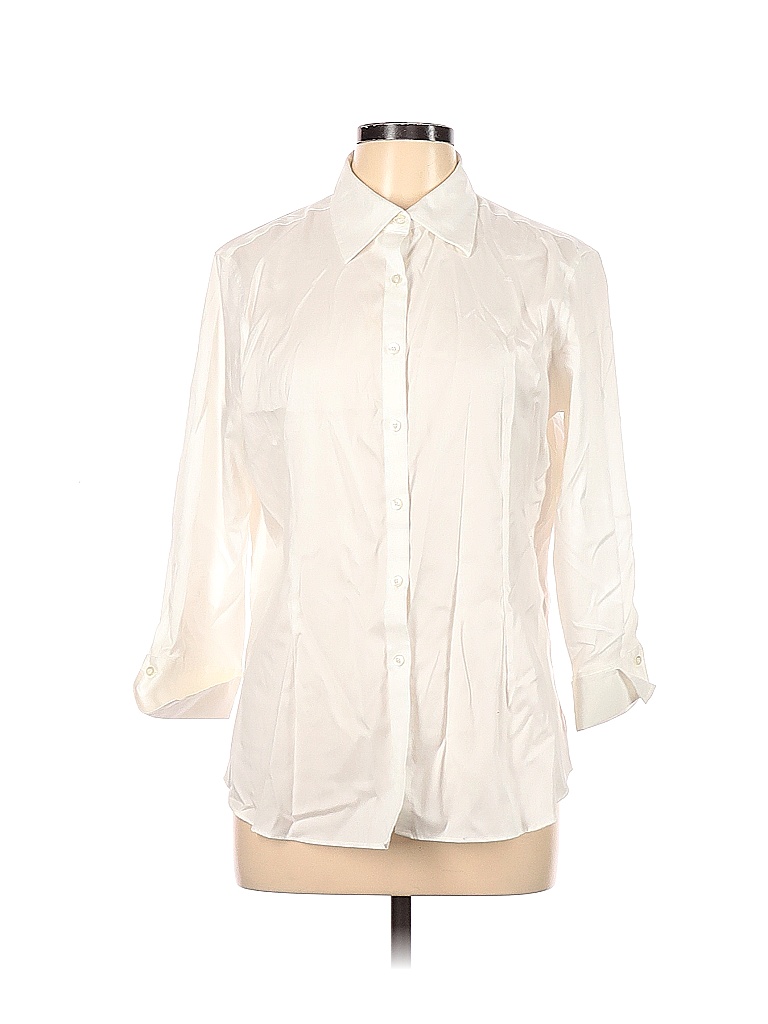 KIRKLAND Signature Solid Ivory White Long Sleeve Button-Down Shirt Size L - 50% off | thredUP