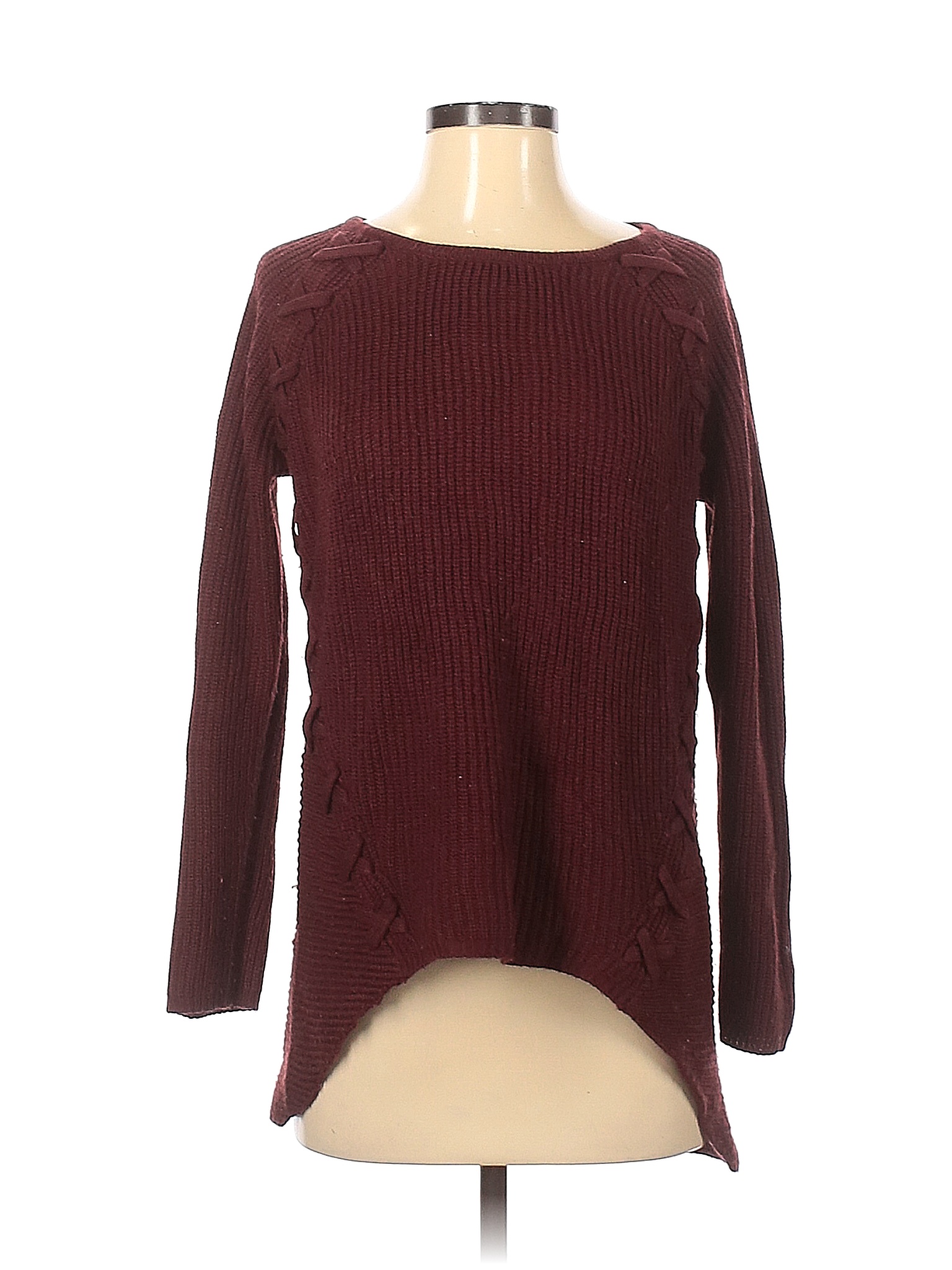 a.n.a. A New Approach 100% Acrylic Solid Maroon Burgundy Pullover ...