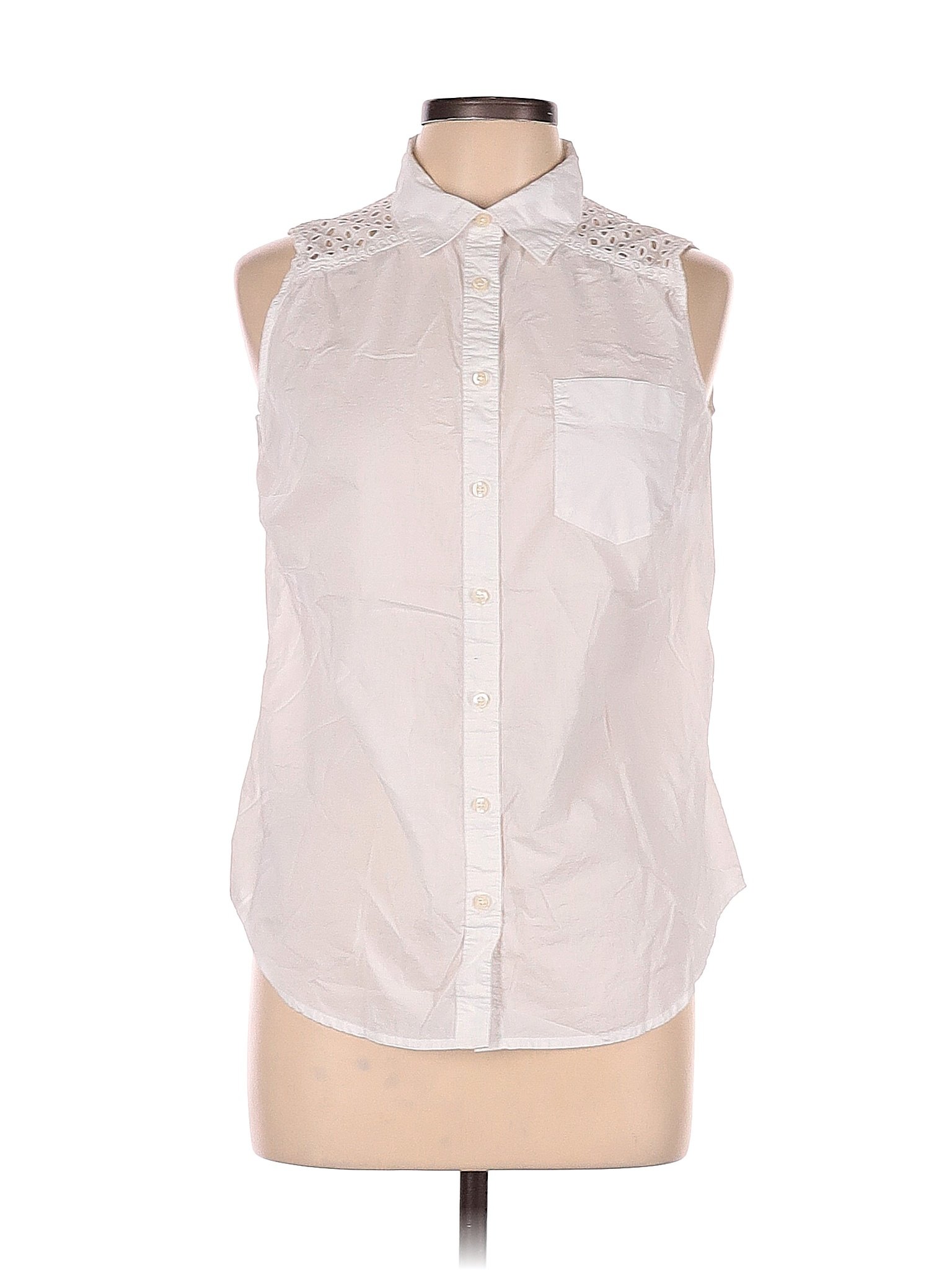 St Johns Bay 100 Cotton Solid White Short Sleeve Button Down Shirt