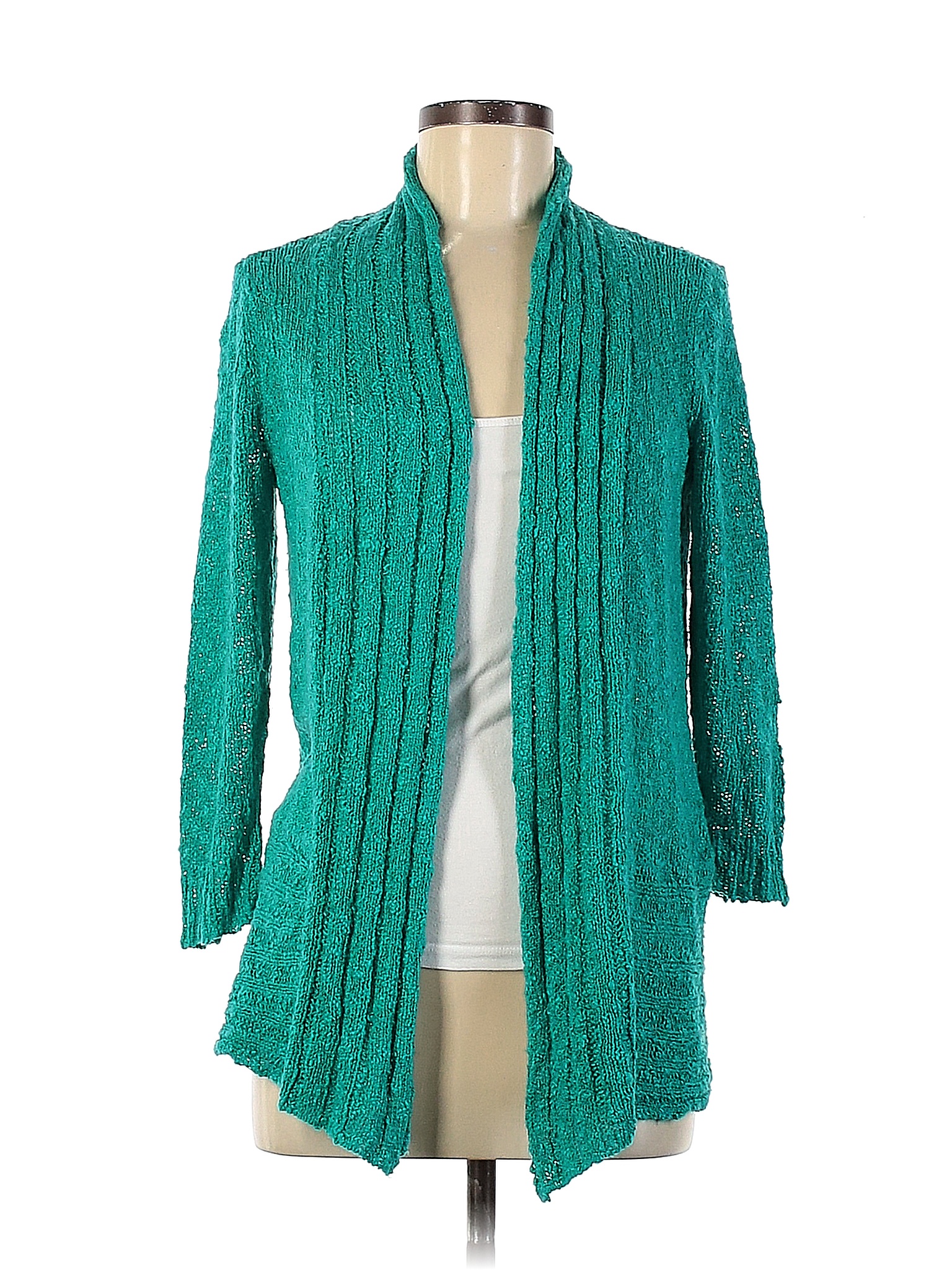 Fever 100 Acrylic Solid Color Block Colored Green Cardigan Size M 90