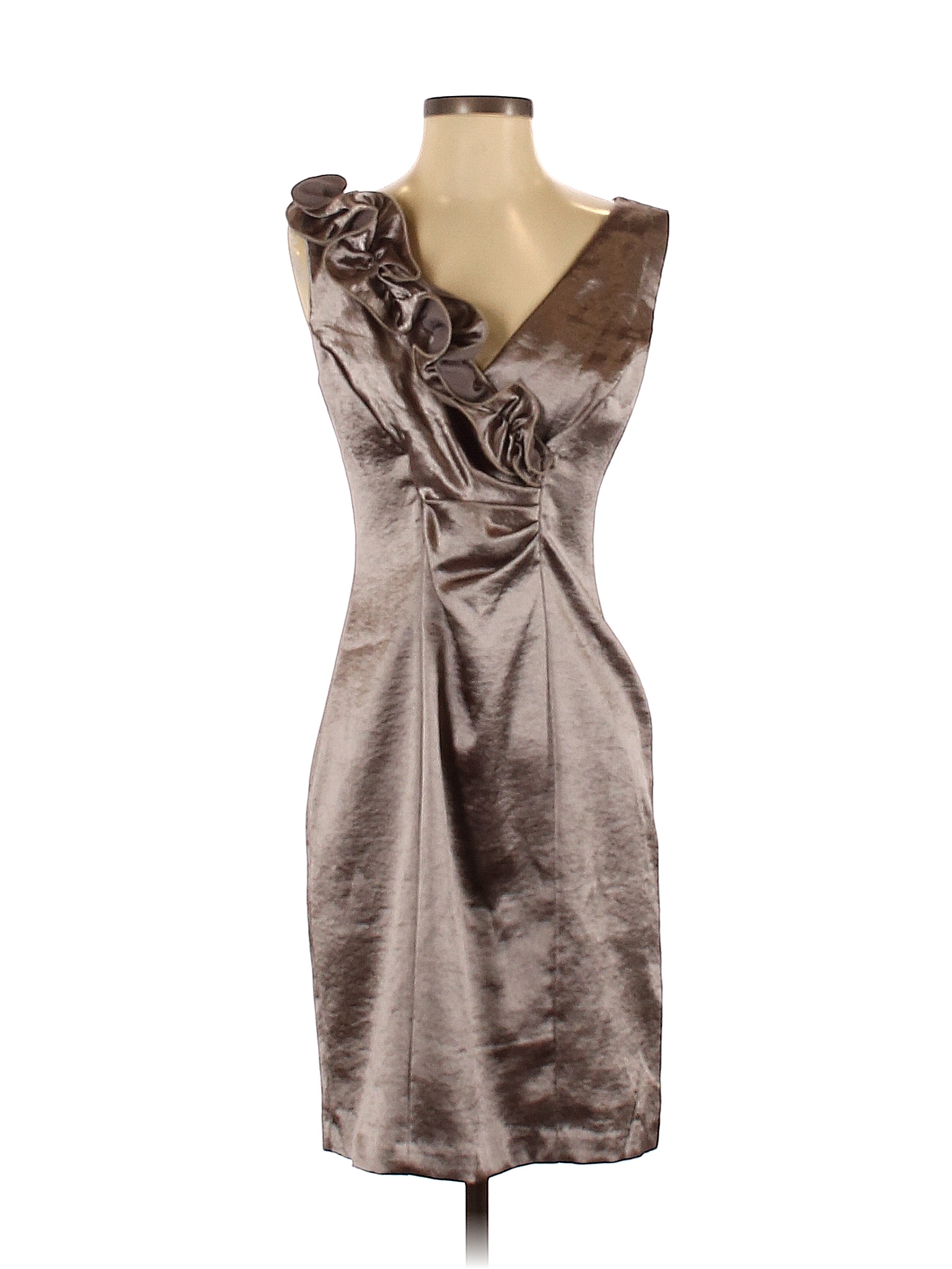 DressBarn 100% Polyester Solid Brown Tan Cocktail Dress Size 4 - 74% ...