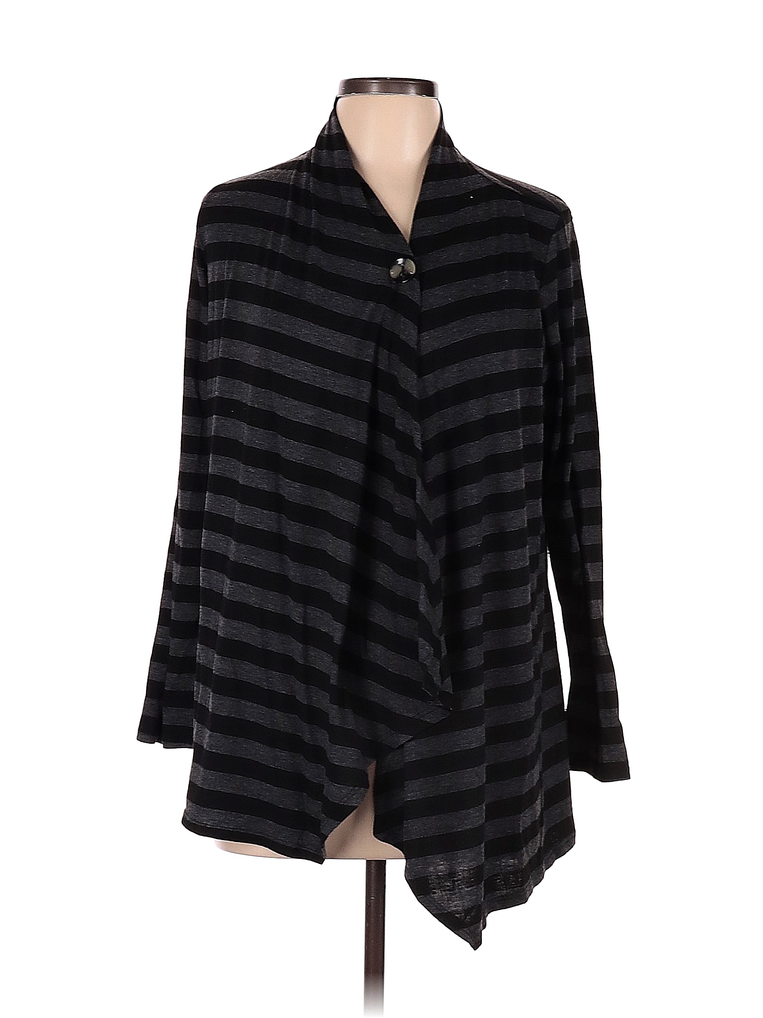 AB Studio Stripes Black Gray Cardigan Size L - 76% off | thredUP