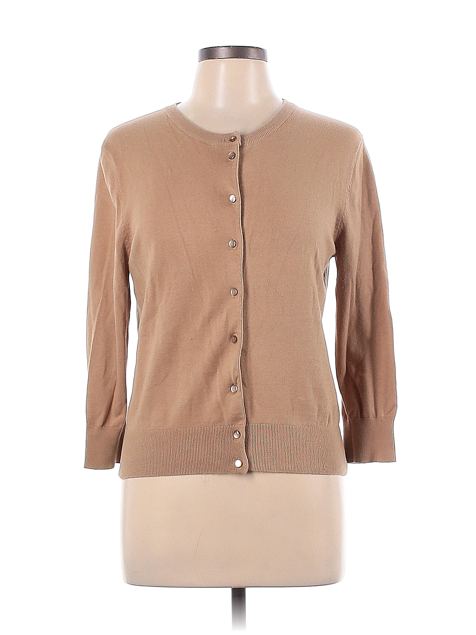 Cable And Gauge Solid Tan Cardigan Size L 64 Off Thredup