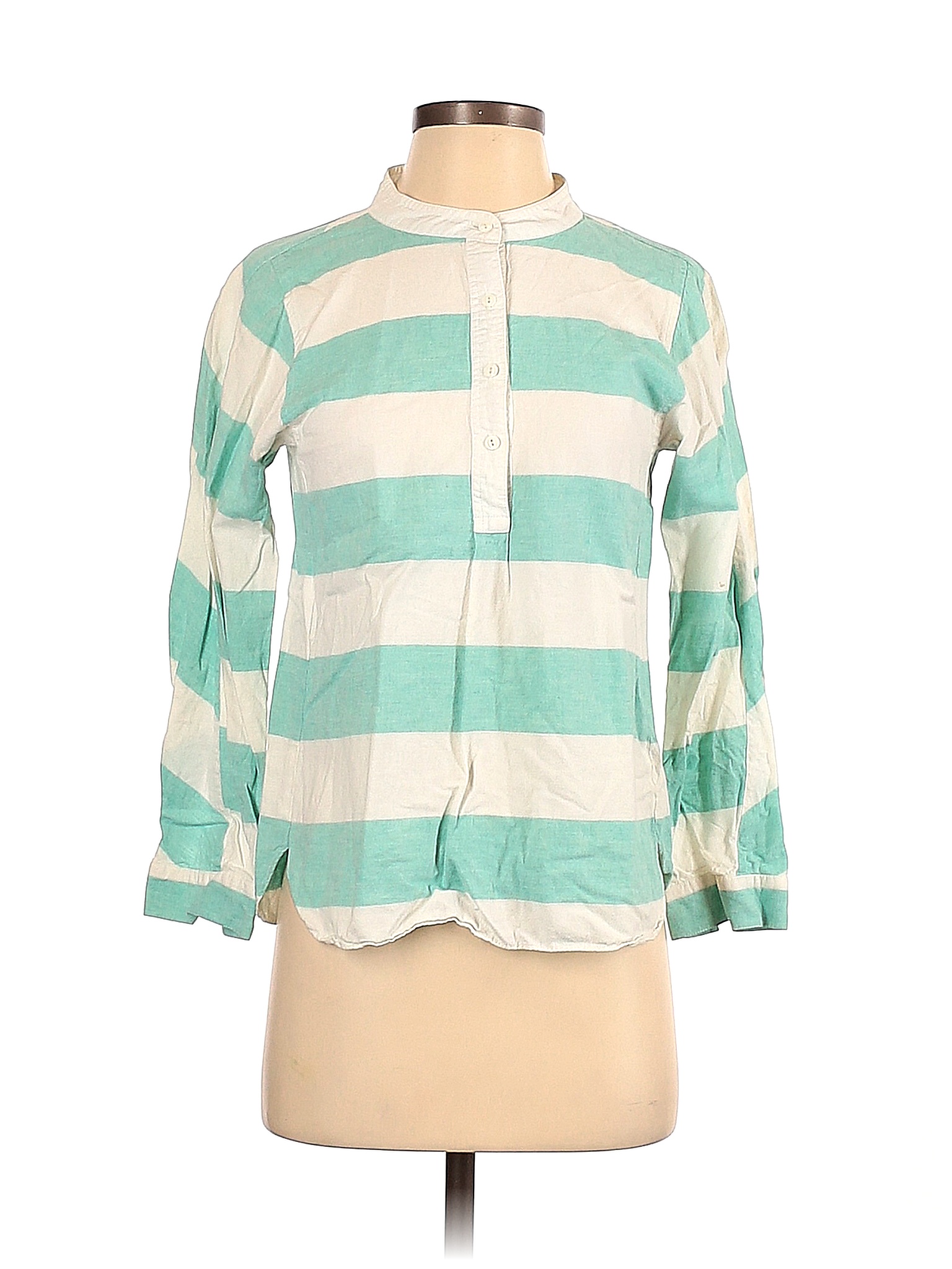 Broadway & Broome Stripes Blue Long Sleeve Button-Down Shirt Size S ...