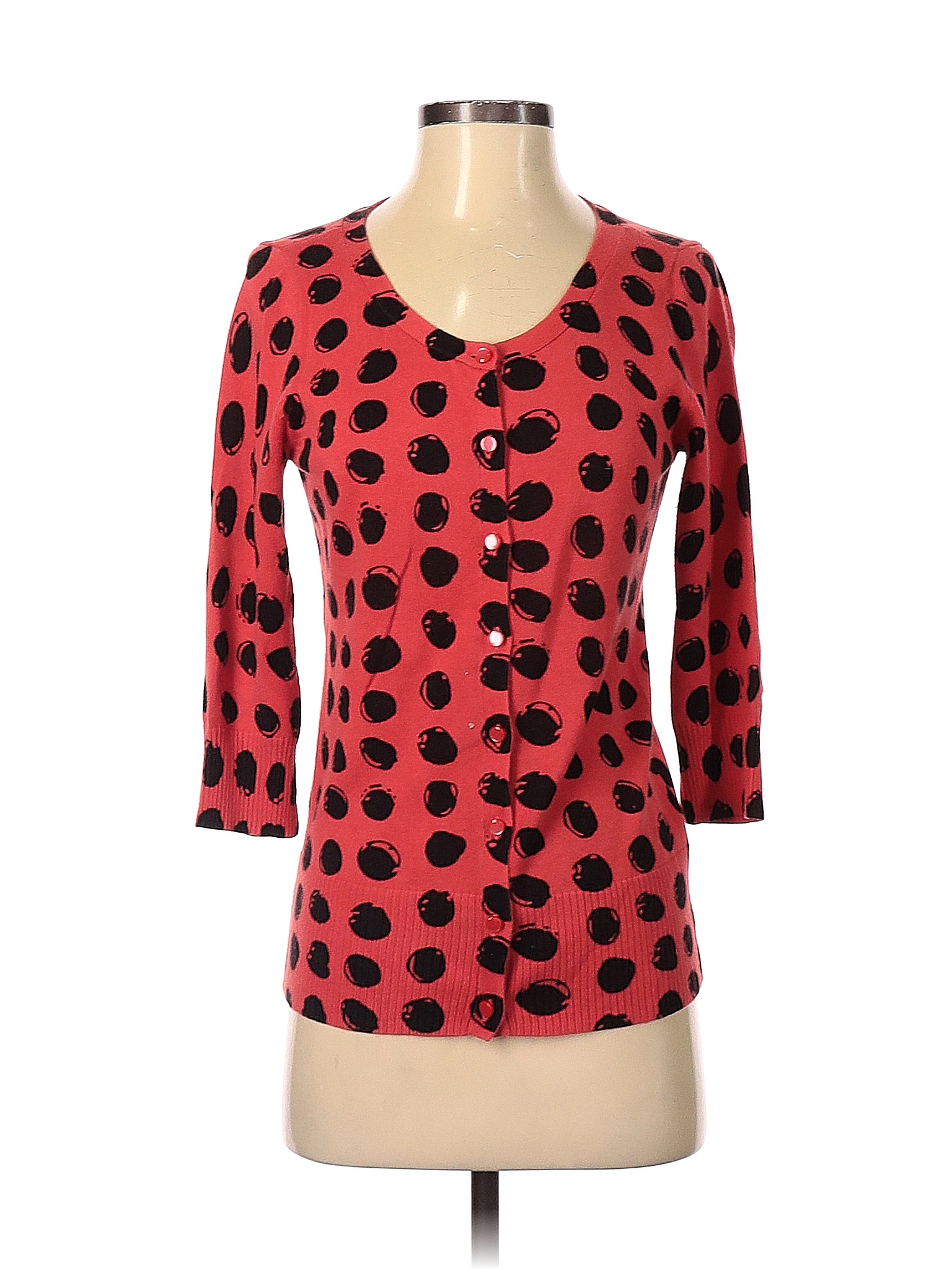 AB Studio Polka Dots Color Block Red Orange Cardigan Size S - 85% off ...