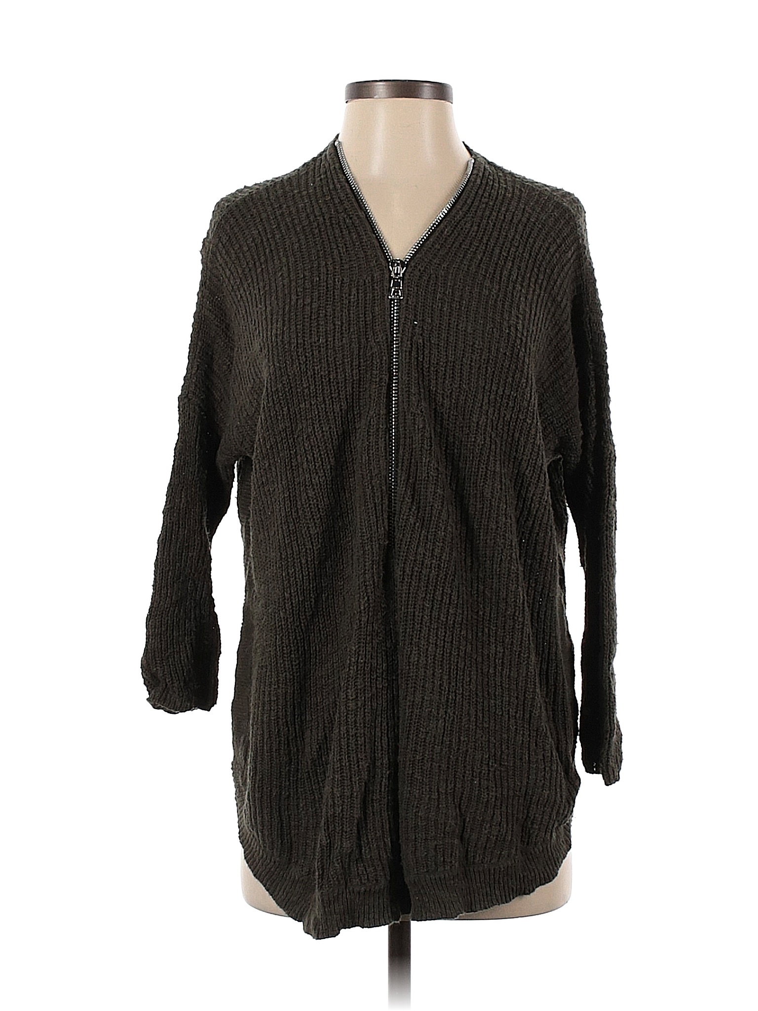 Express 100% Cotton Solid Color Block Black Green Pullover Sweater Size ...