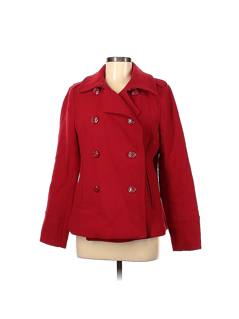 Jcpenney Solid Red Wool Coat Size M - 41% off | thredUP