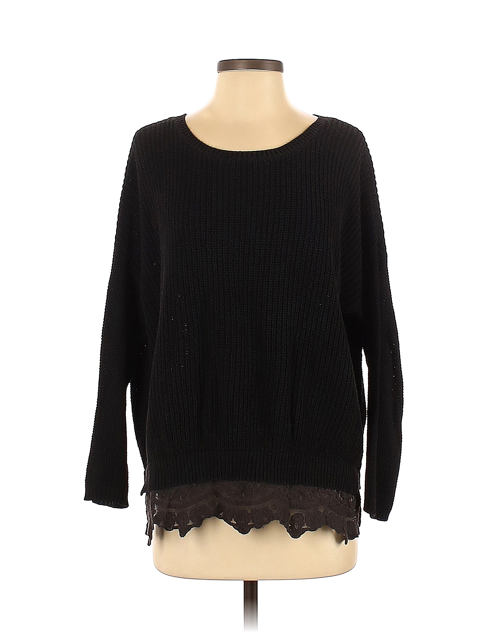 Pins and Needles Color Block Solid Black Pullover Sweater Size S - 87% ...