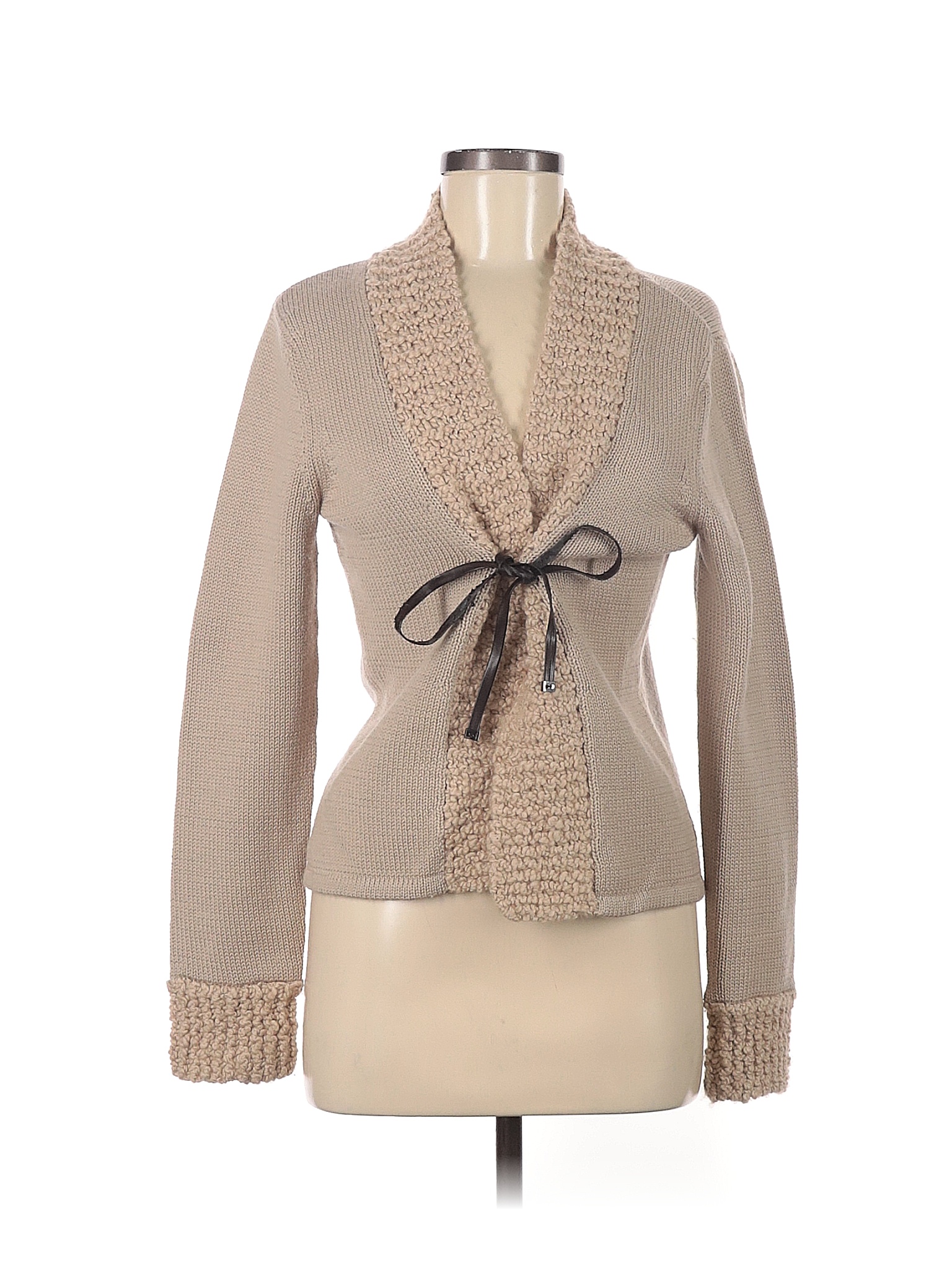 Magaschoni 100% Wool Solid Tan Wool Cardigan Size M - 86% off | thredUP