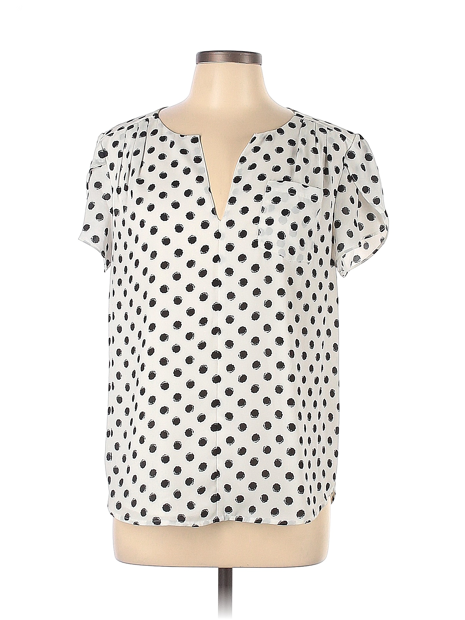 41hawthorn 100 Polyester Polka Dots White Short Sleeve Blouse Size L