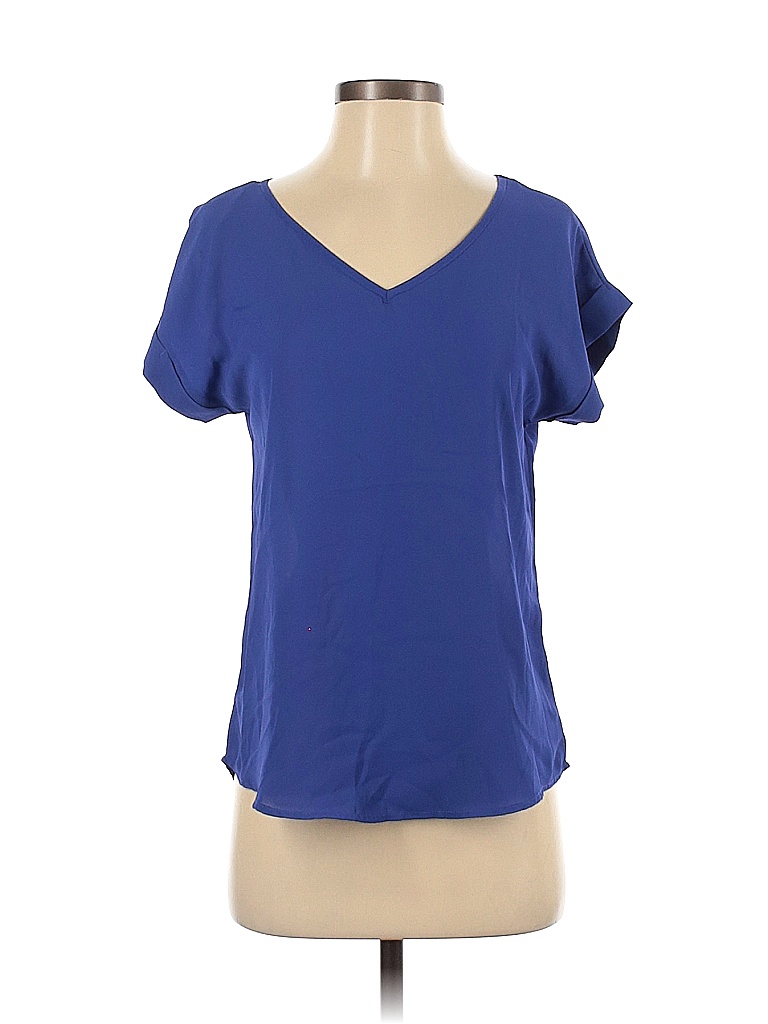 Hippie Rose 100 Polyester Solid Blue Short Sleeve Blouse Size Xs 64