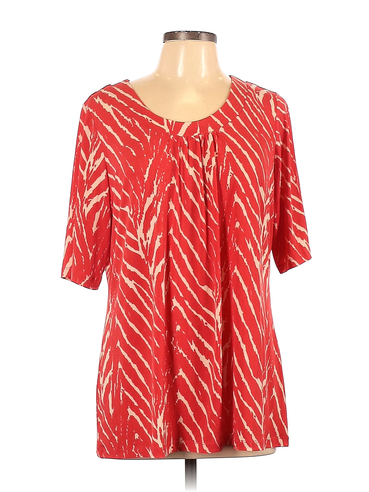 Susan Graver Red Short Sleeve Top Size L - 66% off | thredUP