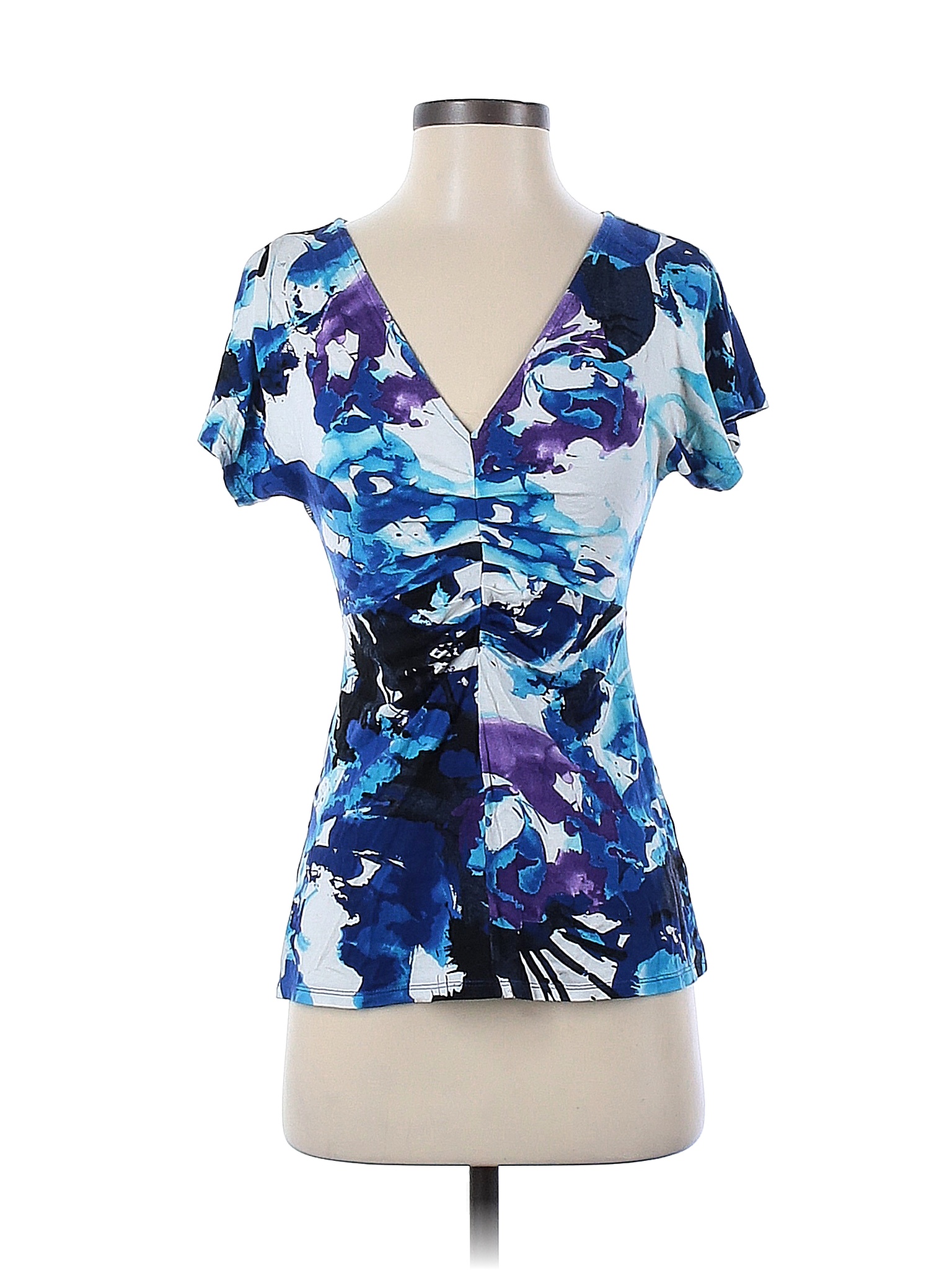 Express Floral Blue Short Sleeve Top Size Xs 72 Off Thredup
