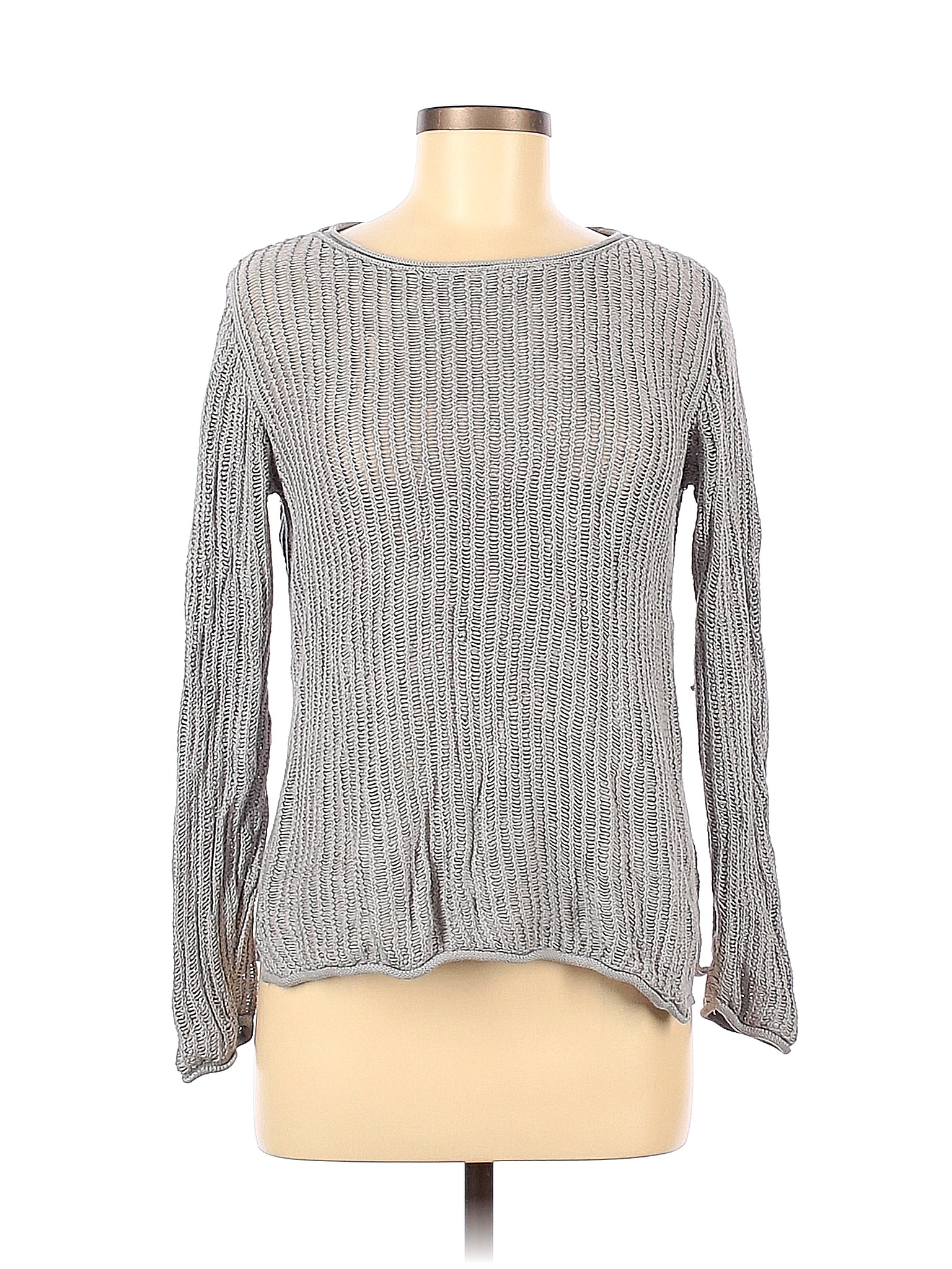 Blue Saks Fifth Avenue Solid Color Block Gray Long Sleeve Blouse Size M