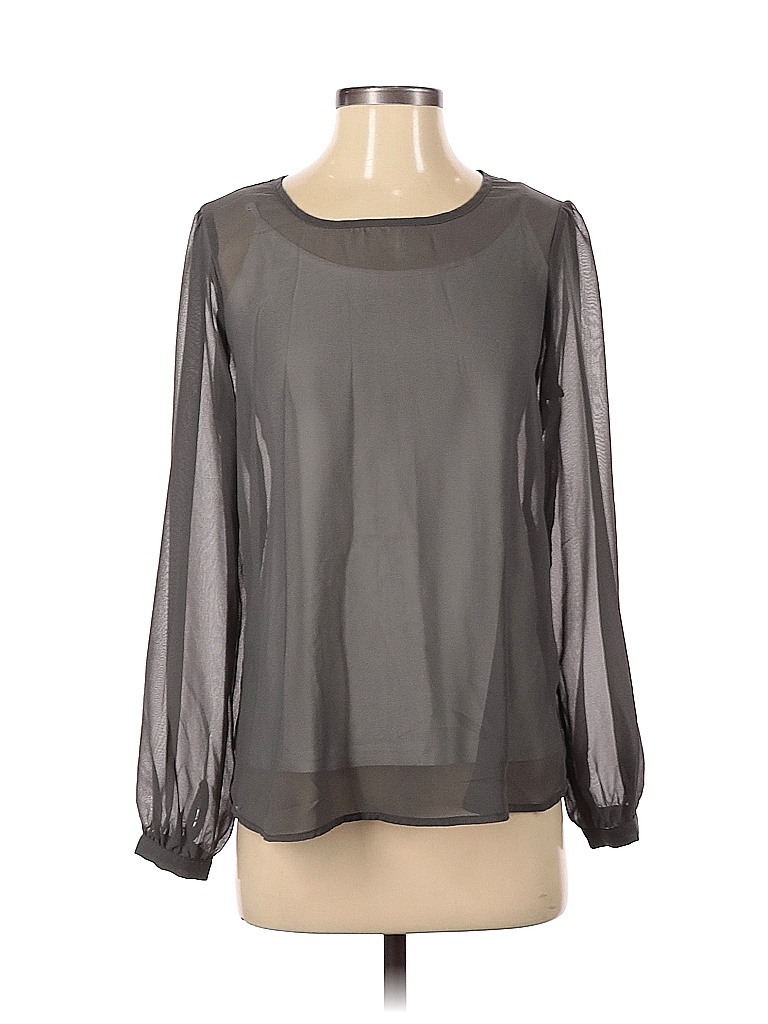 Charming Charlie 100% Polyester Gray Long Sleeve Blouse Size S - 75% ...