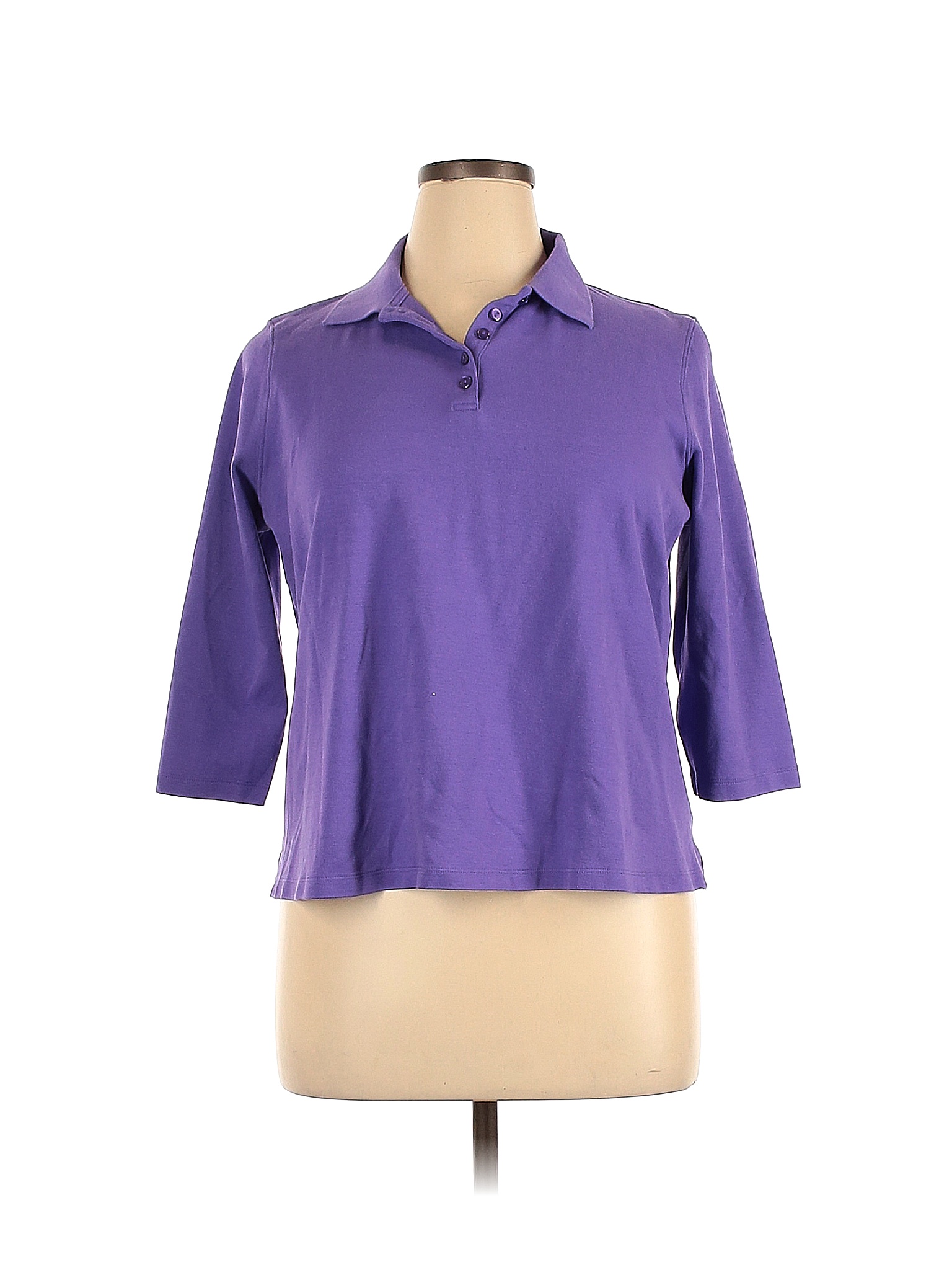 Appleseeds 100% Cotton Purple Long Sleeve Polo Size 1X (Plus) - 66% off ...