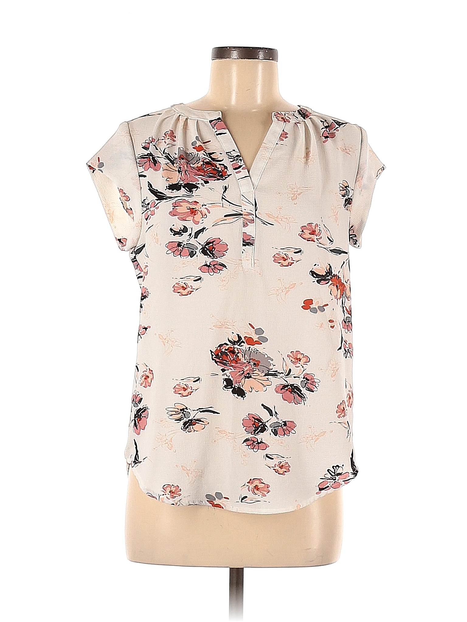 Fun2Fun Floral Ivory Short Sleeve Blouse Size M - 66% off | thredUP