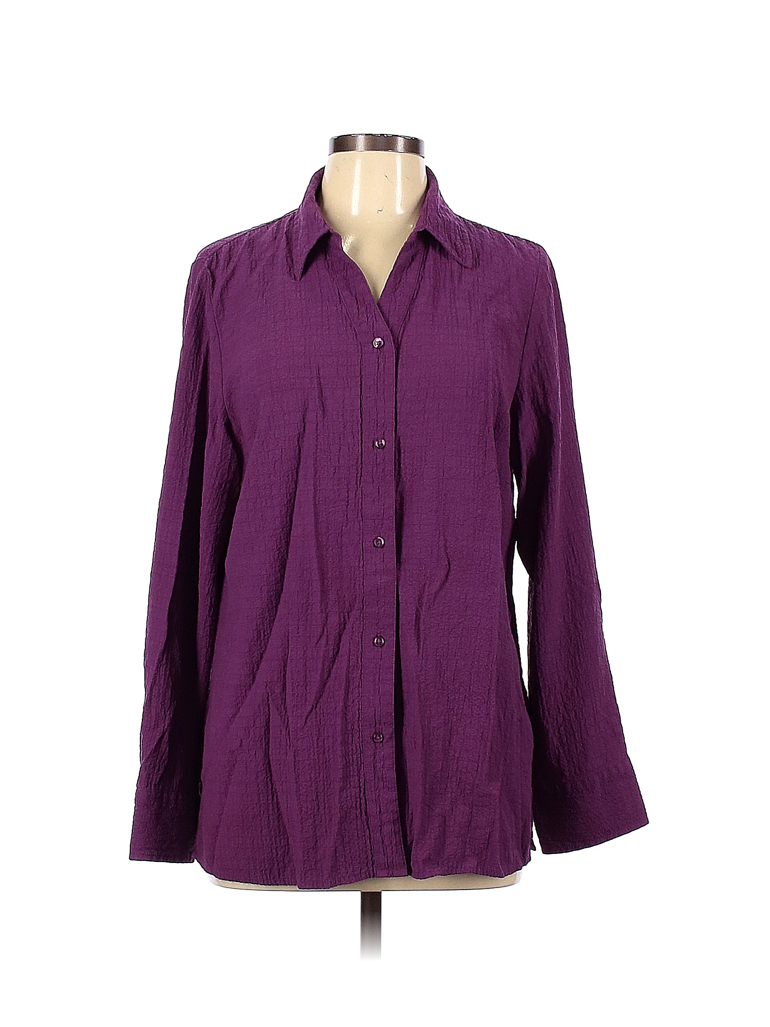 White Stag Solid Purple Long Sleeve Blouse Size L 62 Off Thredup