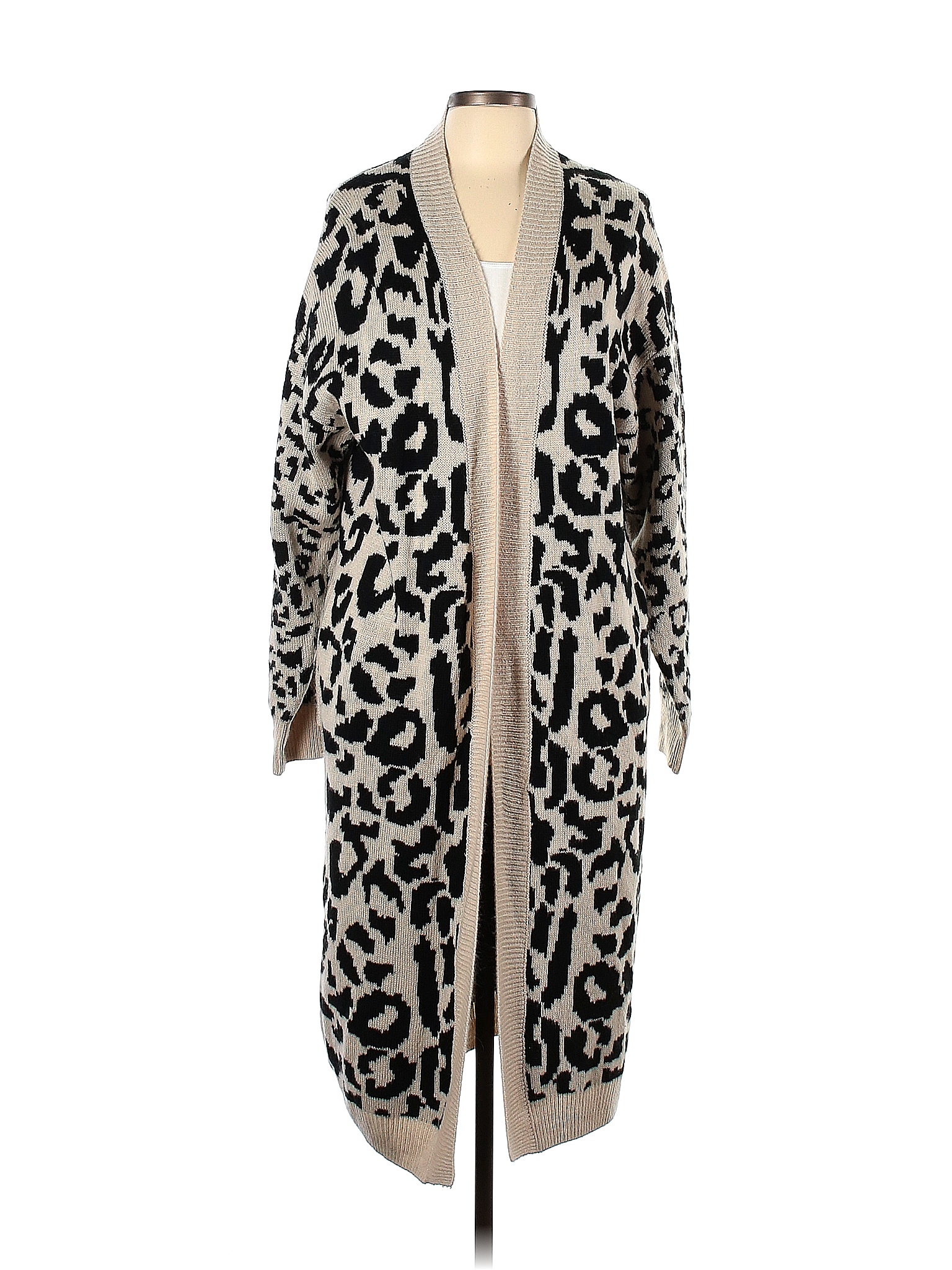 Blank NYC 100% Acrylic Animal Print Ivory Safari Cheetah Duster Size L ...