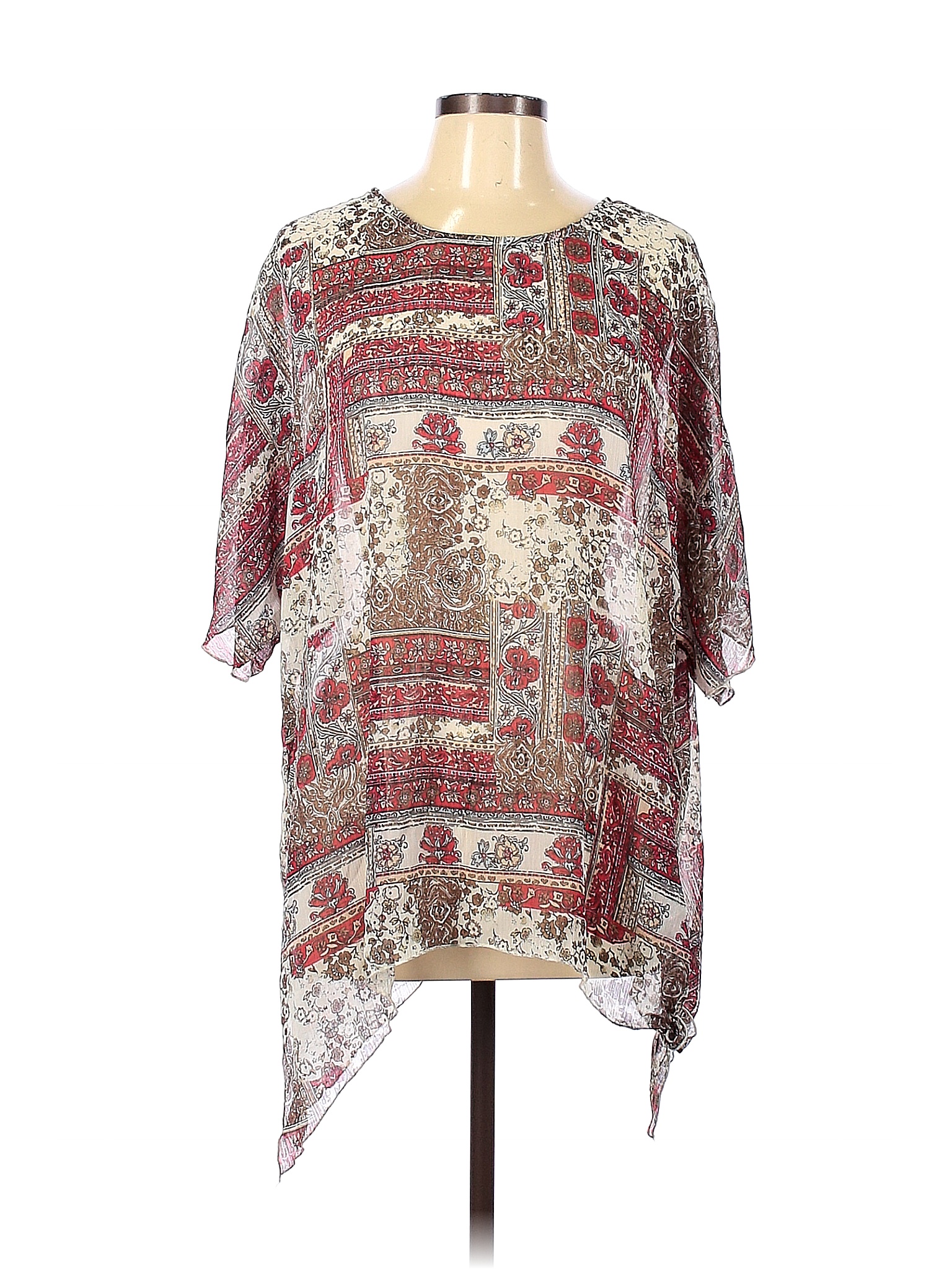 White Stag 100 Polyester Red Short Sleeve Blouse Size L 61 Off