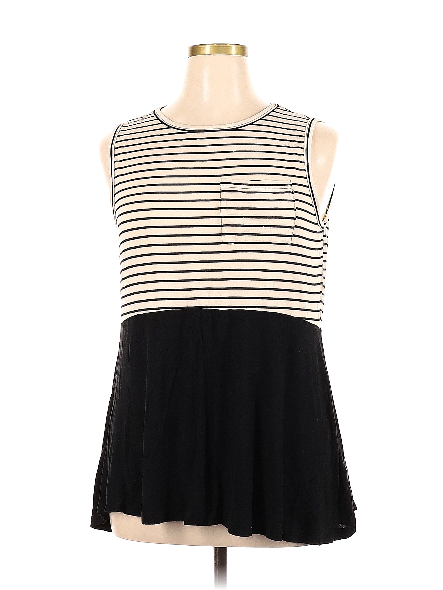 Doe & Rae Stripes Black Tank Top Size 1X (Plus) - 63% off | thredUP