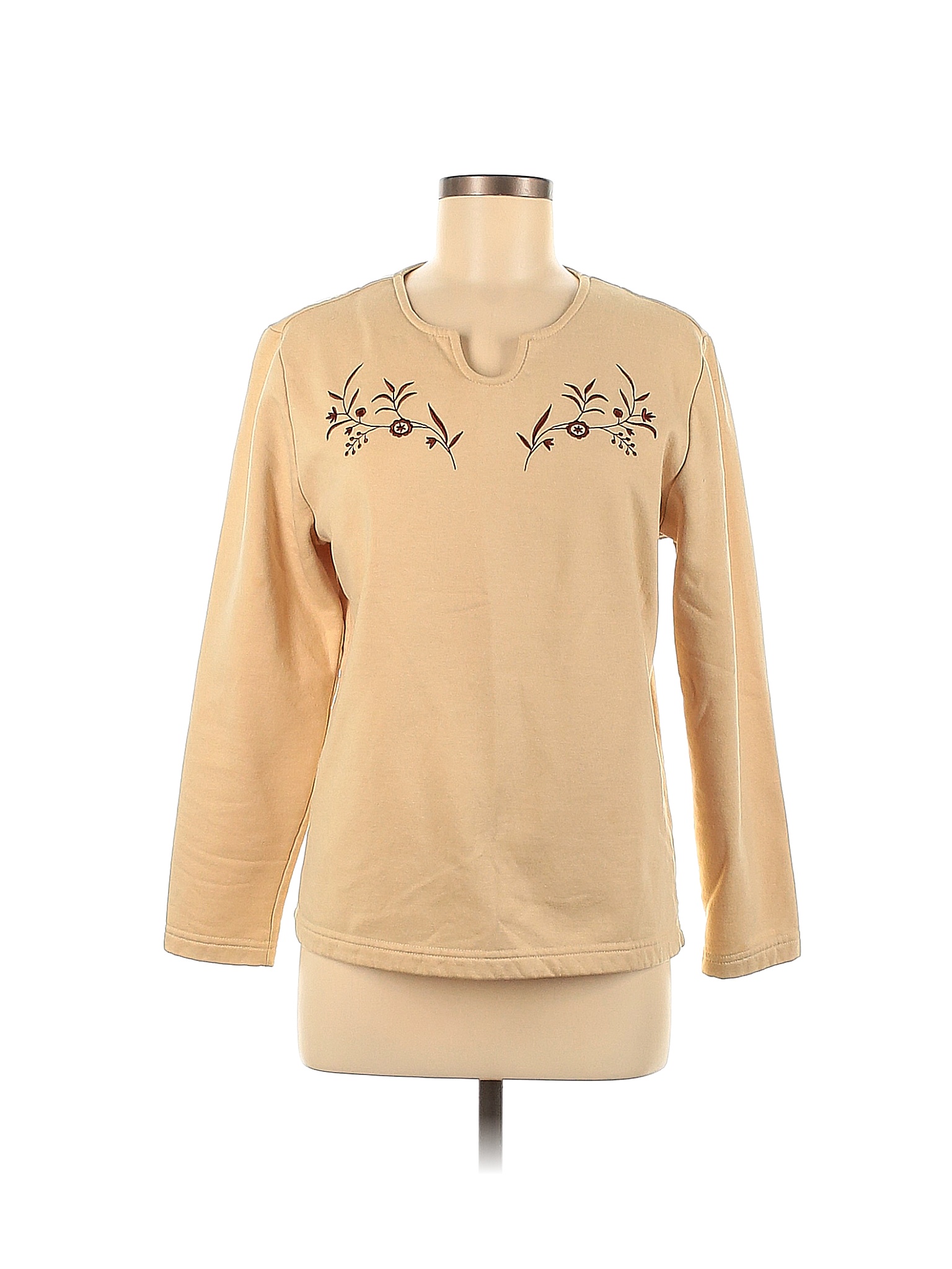 Haband! Solid Tan Long Sleeve Top Size M - 55% off | thredUP
