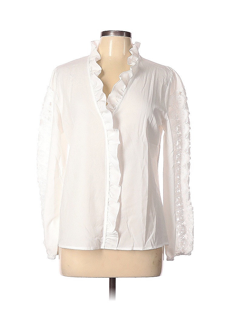 Assorted Brands Solid White Long Sleeve Blouse Size L - 62% off | thredUP