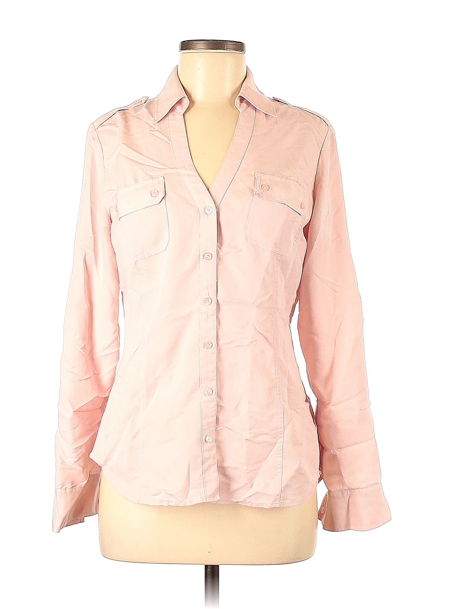 Express Solid Colored Pink Long Sleeve Button-Down Shirt Size M - 88% off | thredUP