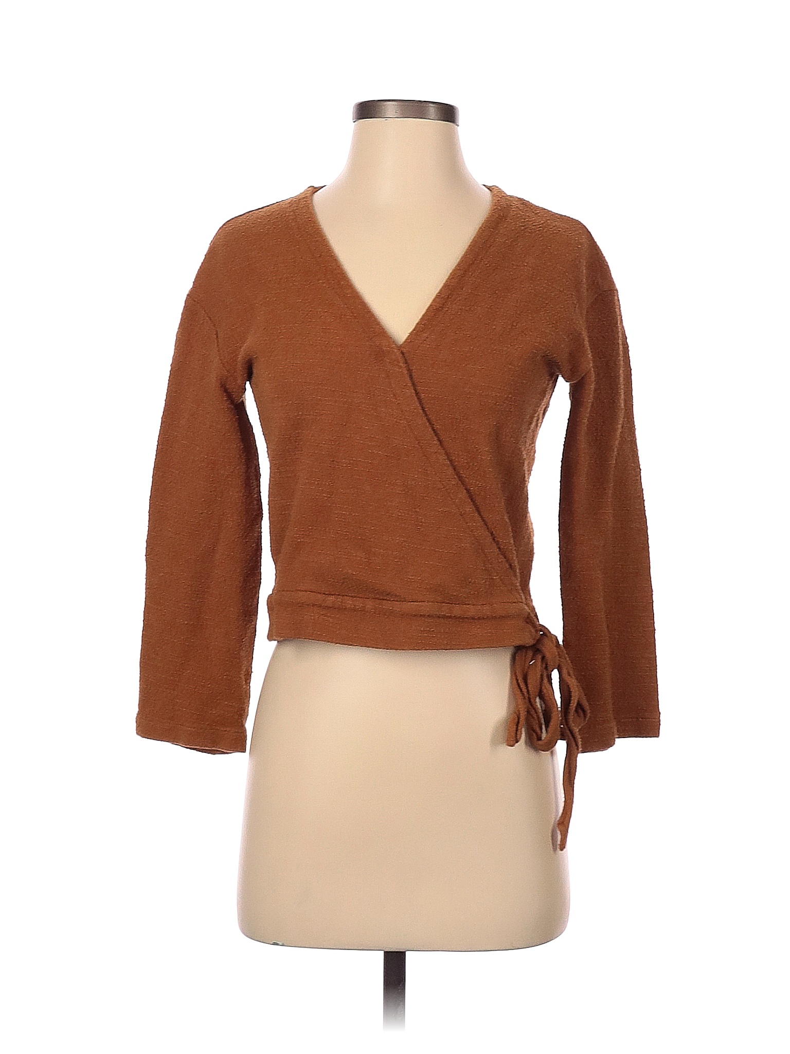 Texture And Thread Madewell 100 Cotton Solid Brown Orange Long Sleeve