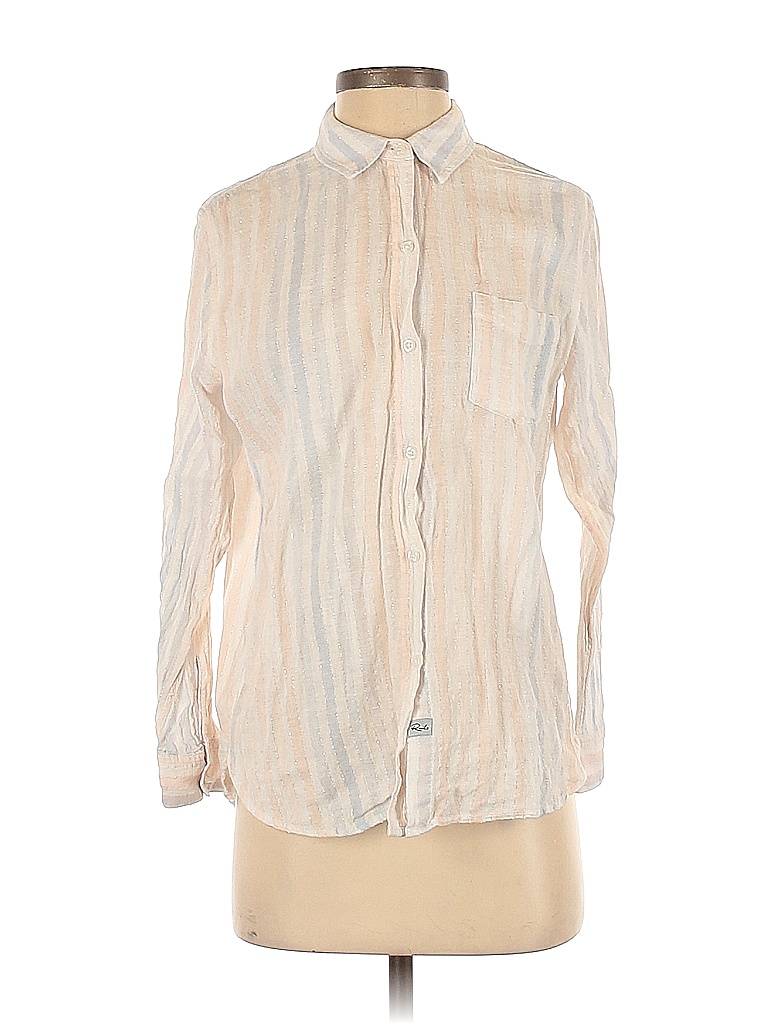 Rails Stripes Ivory Long Sleeve Button-Down Shirt Size S - 76% off | thredUP