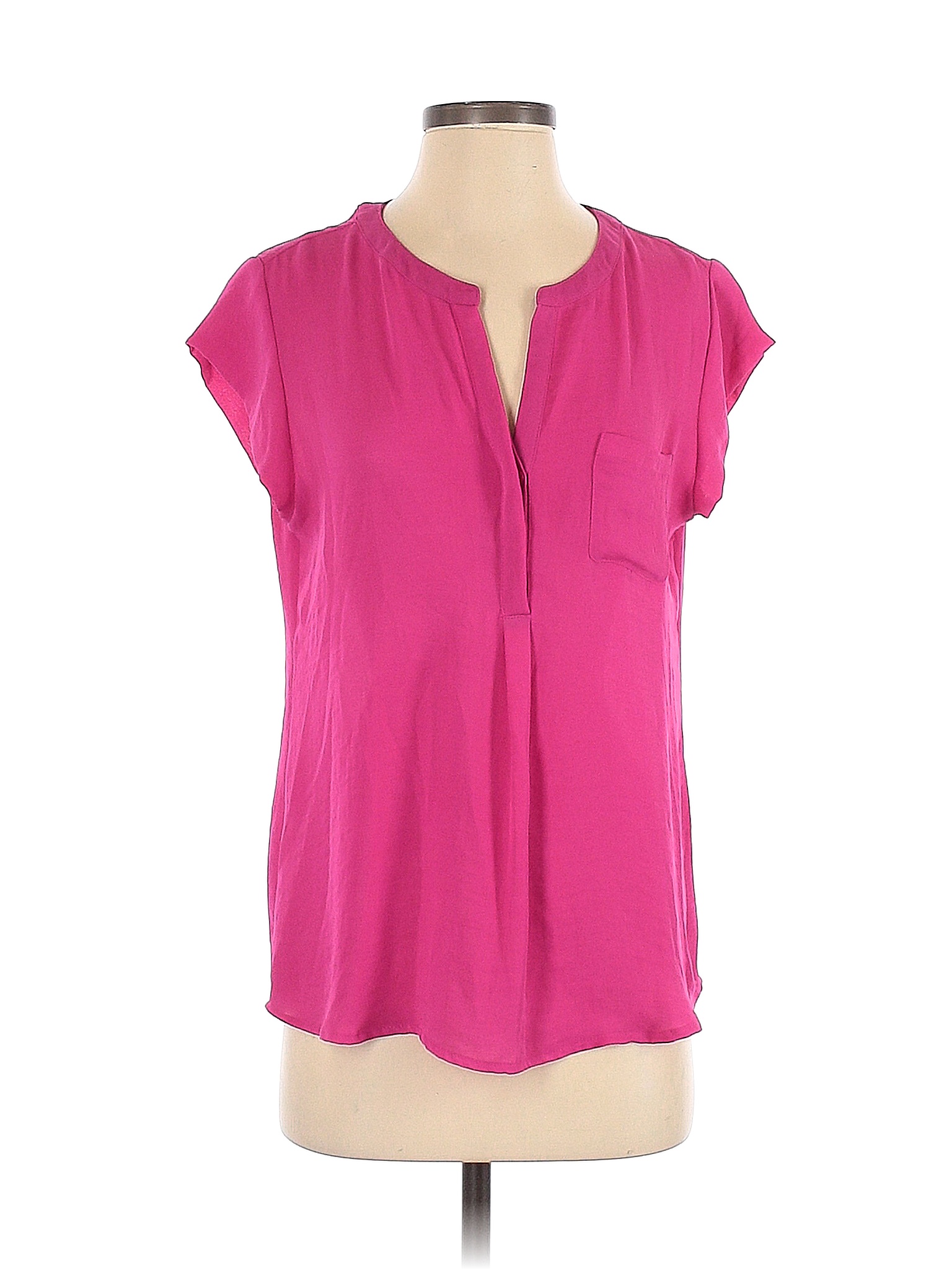 Liz Claiborne 100 Polyester Solid Pink Short Sleeve Blouse Size S 84