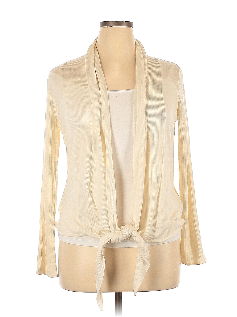 AB Studio 100% Acrylic Solid Tan Ivory Cardigan Size XL - 70% off | thredUP