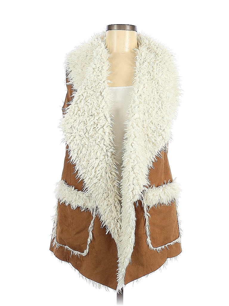 C&C California Solid Ivory Brown Vest Size M - 76% off | thredUP