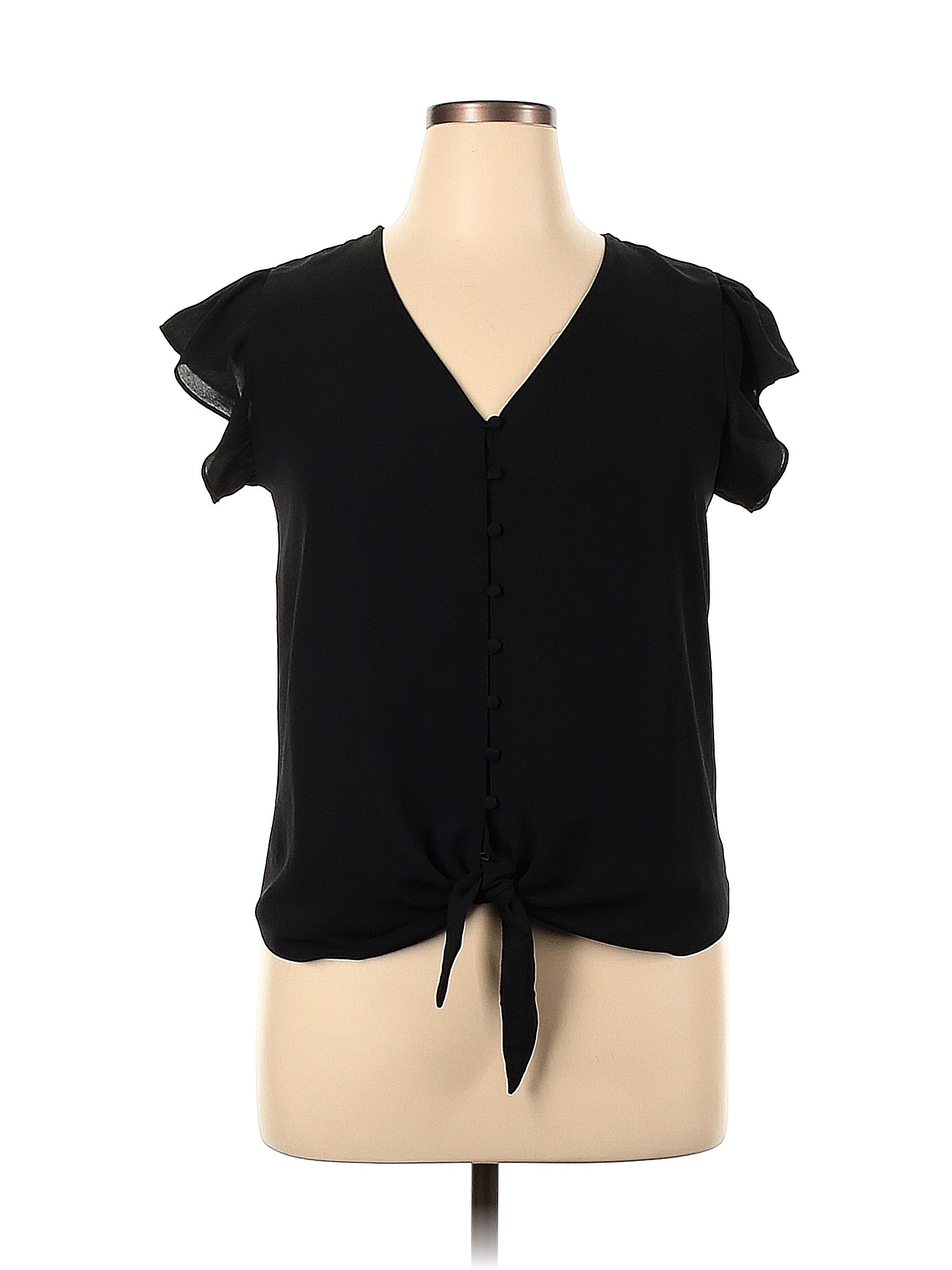 Naked Zebra 100 Polyester Black Short Sleeve Blouse Size L 47 Off