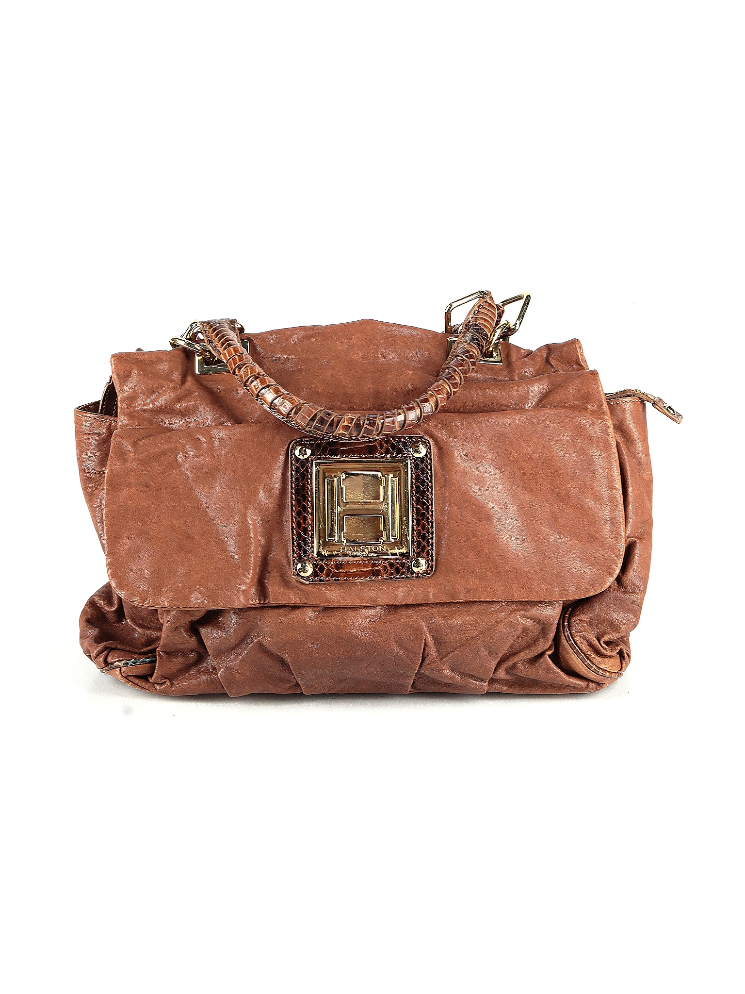 Halston Heritage Solid Brown Leather Shoulder Bag One Size - 76% off ...