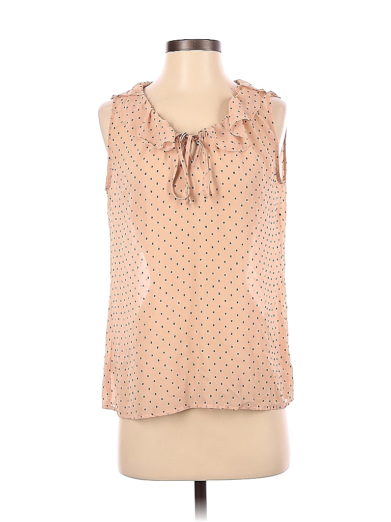 Ann Taylor Loft Polka Dots Colored Tan Sleeveless Blouse Size S 85