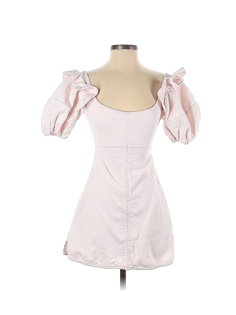 Ellery 100% Cotton Solid White Pink Puff Sleeve Valeria Dress Size 4 (UK) - 85% off | thredUP