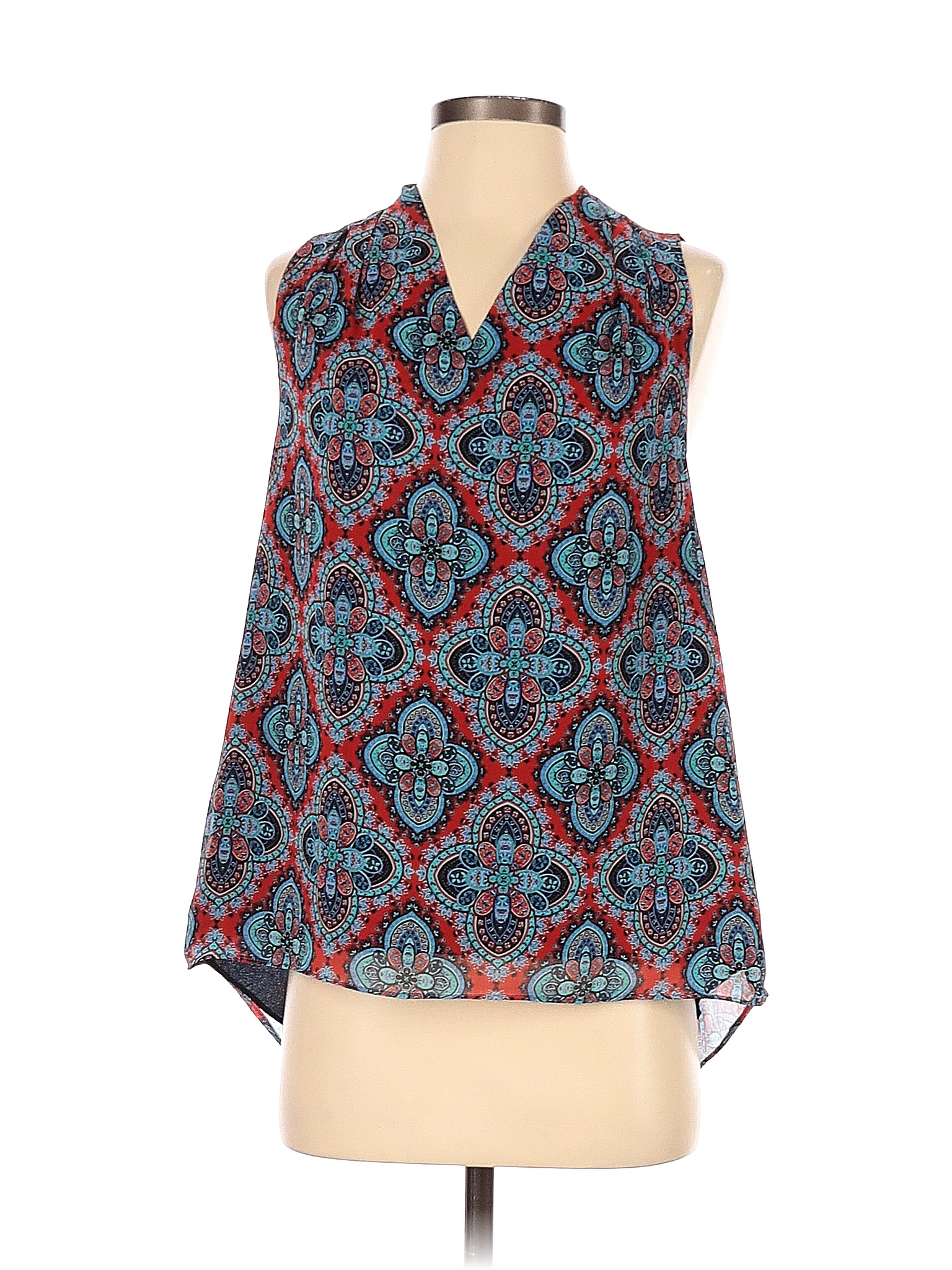41hawthorn 100 Polyester Paisley Red Sleeveless Blouse Size Xs 80