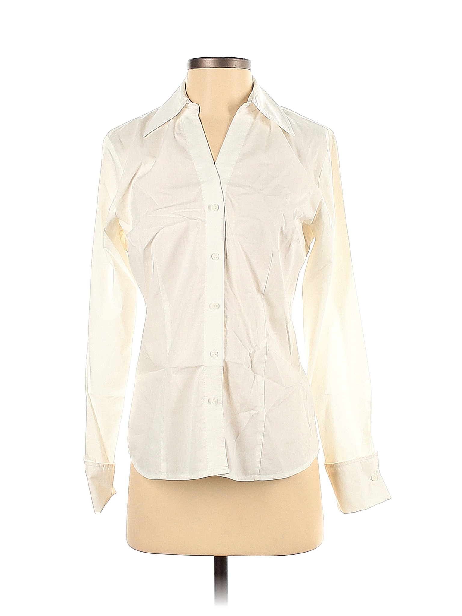Worthington Solid Ivory White Long Sleeve Button-Down Shirt Size 4 - 45% off | thredUP