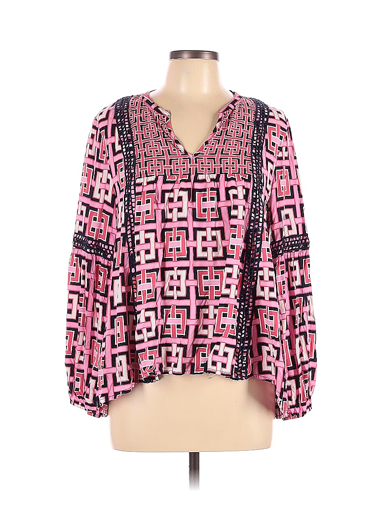 Crown & Ivy 100% Rayon Pink Long Sleeve Blouse Size L - 62% off | thredUP