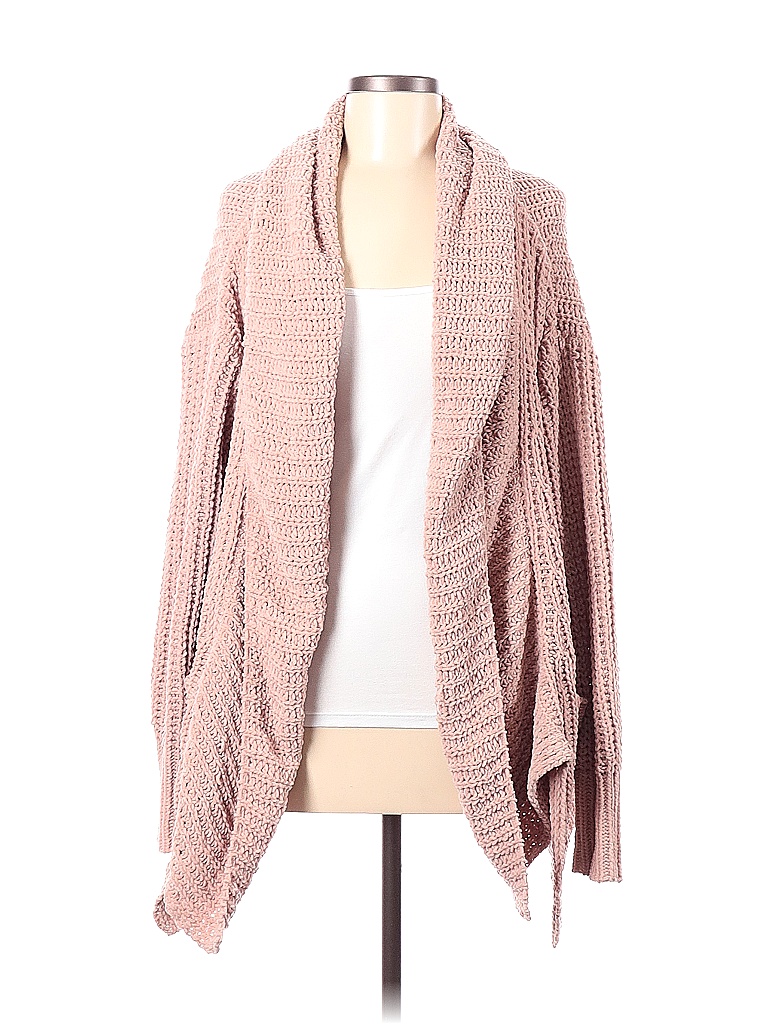 Pol 100% Polyester Solid Color Block Colored Tan Cardigan Size M - 75% ...
