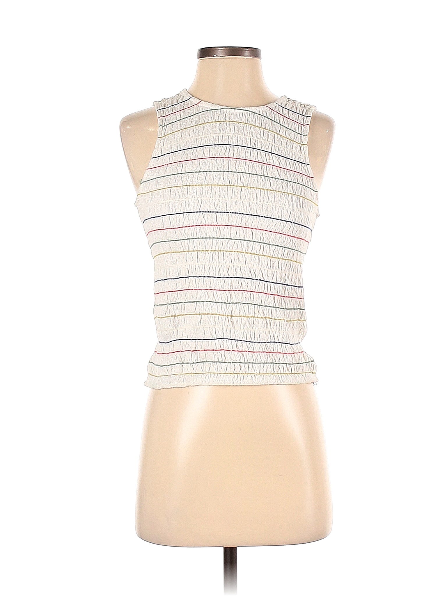 Texture And Thread Madewell 100 Cotton Stripes White Tank Top Size S